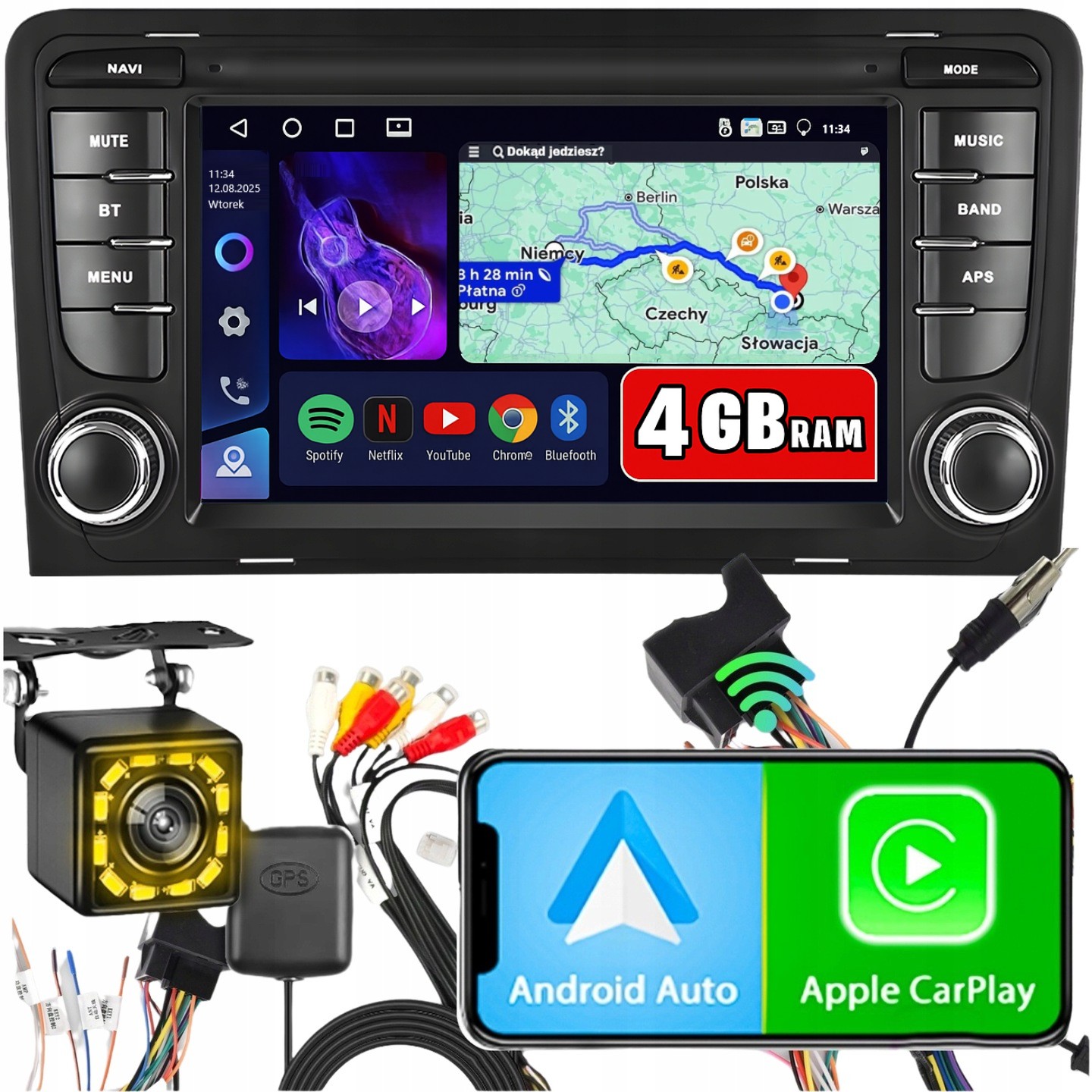 RADIO SAMOCHODOWE 4GB do AUDI A3 8P GPS ANDROID CARPLAY WIFI USB ...