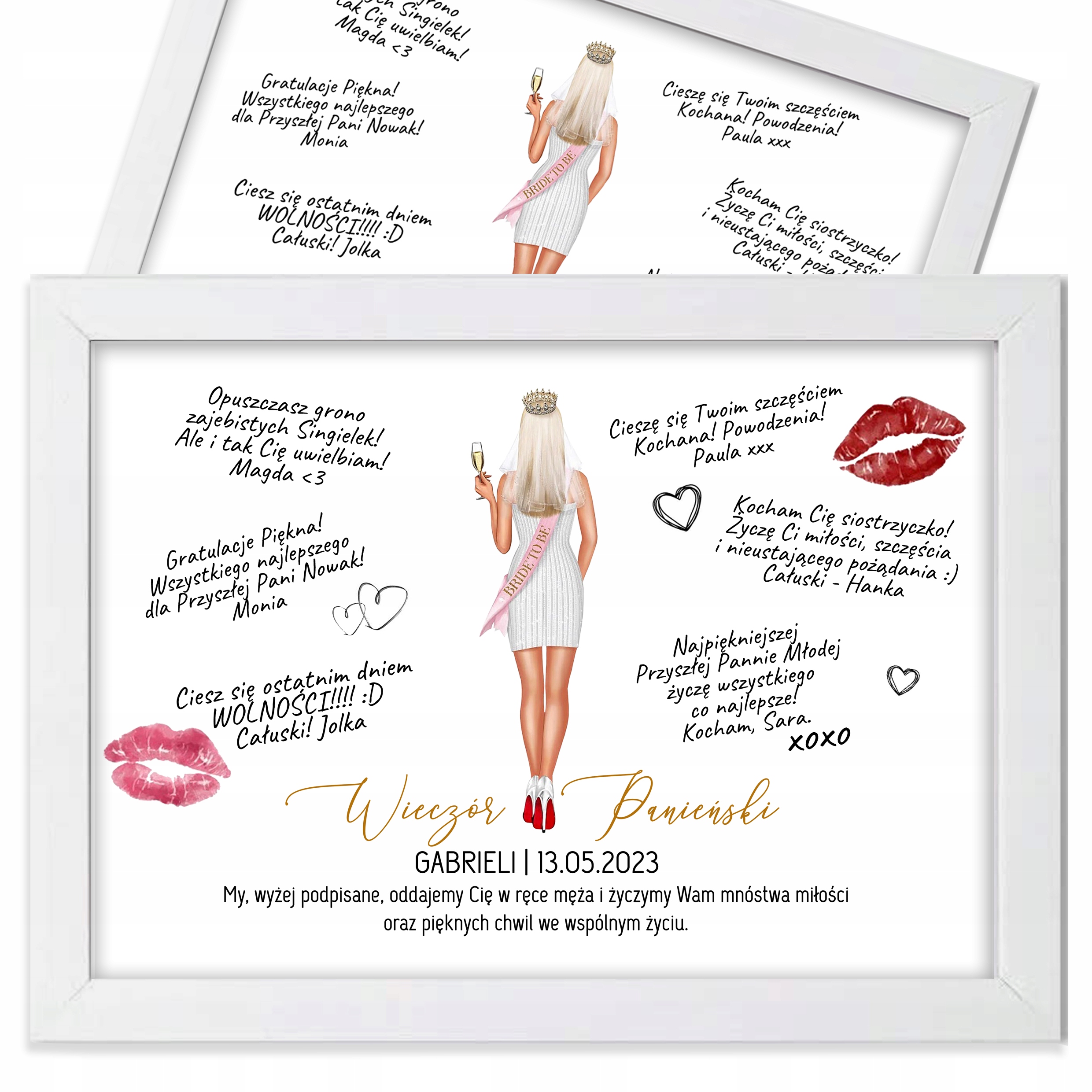 WIECZÓR PANIEŃSKI ŻYCZENIA BUZIAKI POSTAĆ RAMKA A4 (PLAKAT POZIOM ...