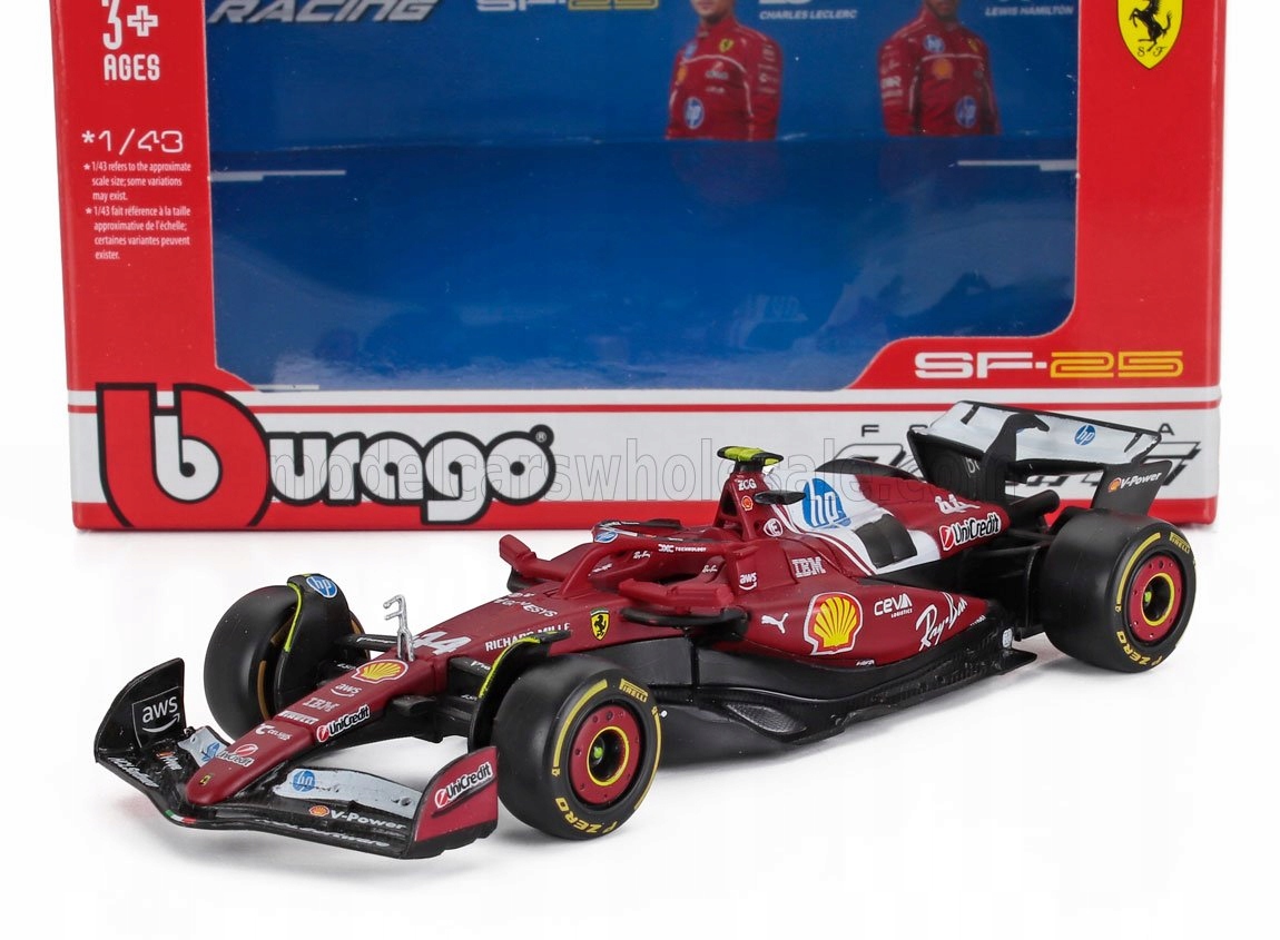 FERRARI F1 SF-25 TEAM SCUDERIA HP #44 2025 LEWIS HAMILTON Bburago 1:43 ...