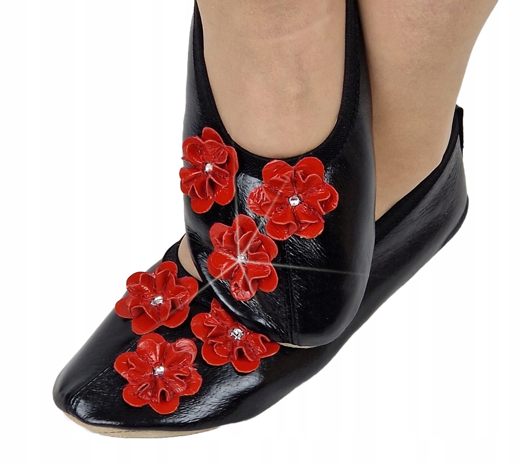 Baletki baleriny flamenco skórzane, do tańca rytmiki po domu Rozmiar 44 ...