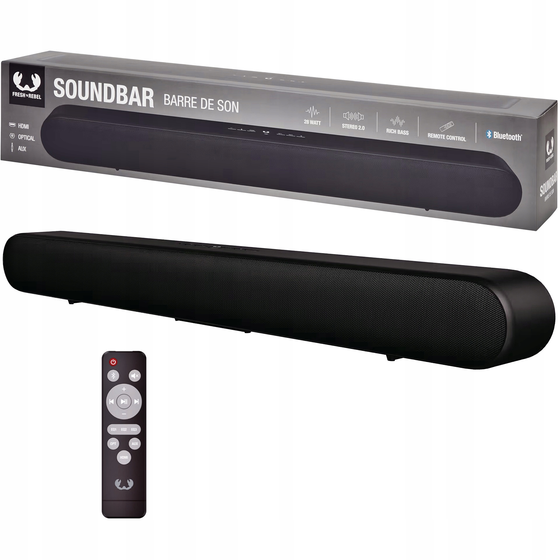 Soundbar 40W 75cm Stereo 2.0 Pasywne Radiatory Listwa Głośnik Fresh n ...