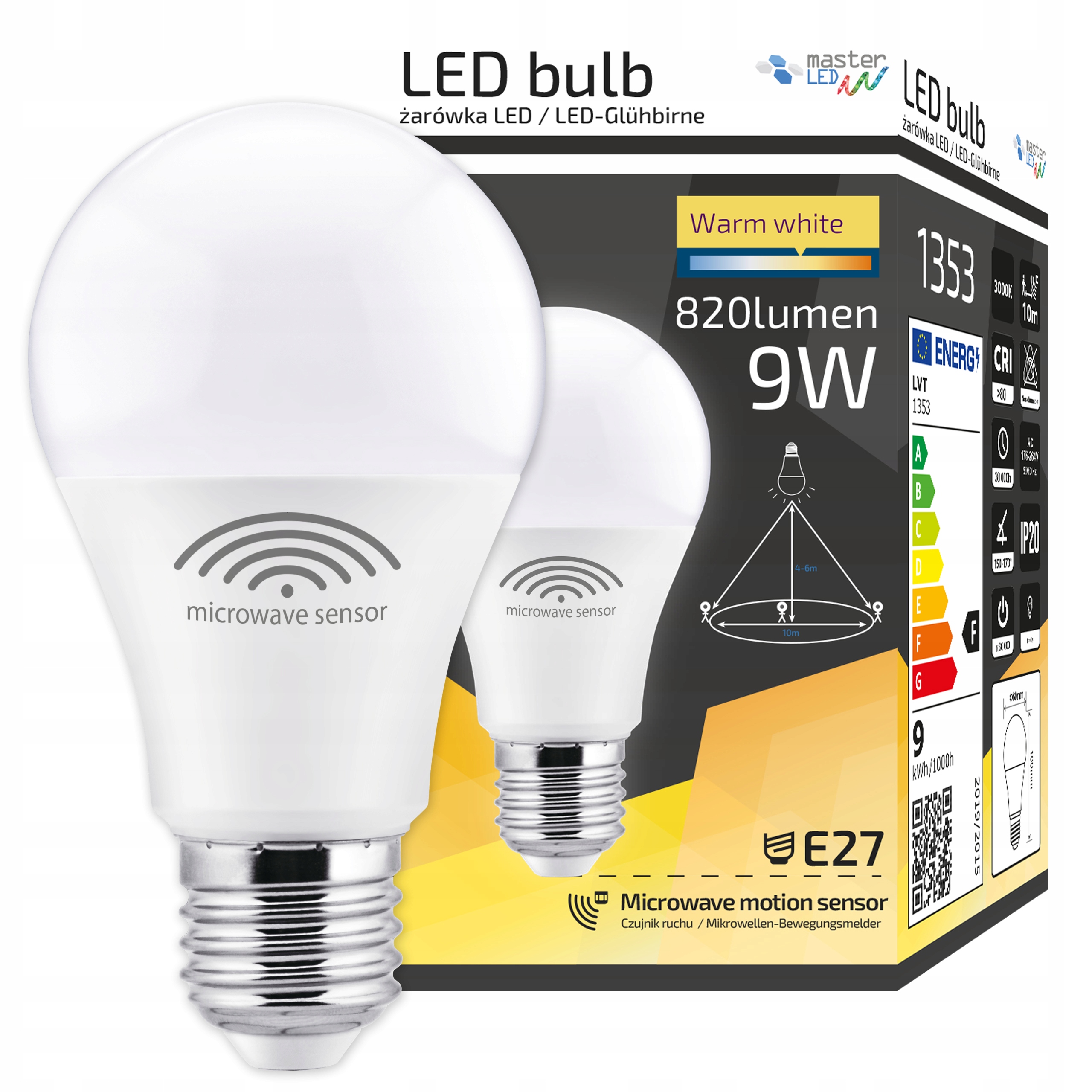Żarówka LED E27 9W 230V czujnik ruchu mikrofalowy (5904703001928 ... Żarówka LED E27 9W 230V czujnik ruchu mikrofalowy (5904703001928 ...