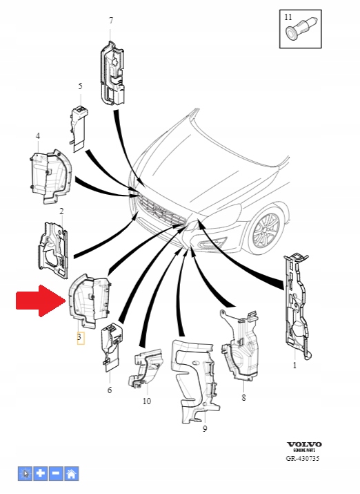 Lewa kierownica powietrza Volvo S60,V60 31353044 za 268.14PLN z ...