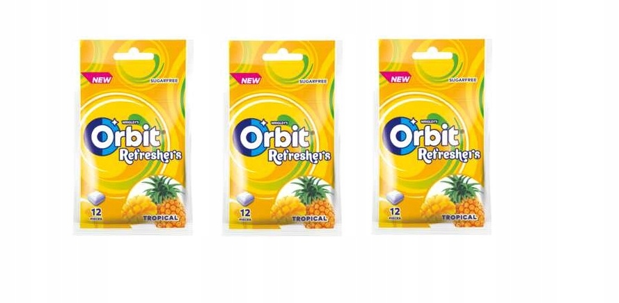 Orbit Gumy do Żucia Tropikalne Guma Owocowa Ananas Mango Bez Cukru 26g ...