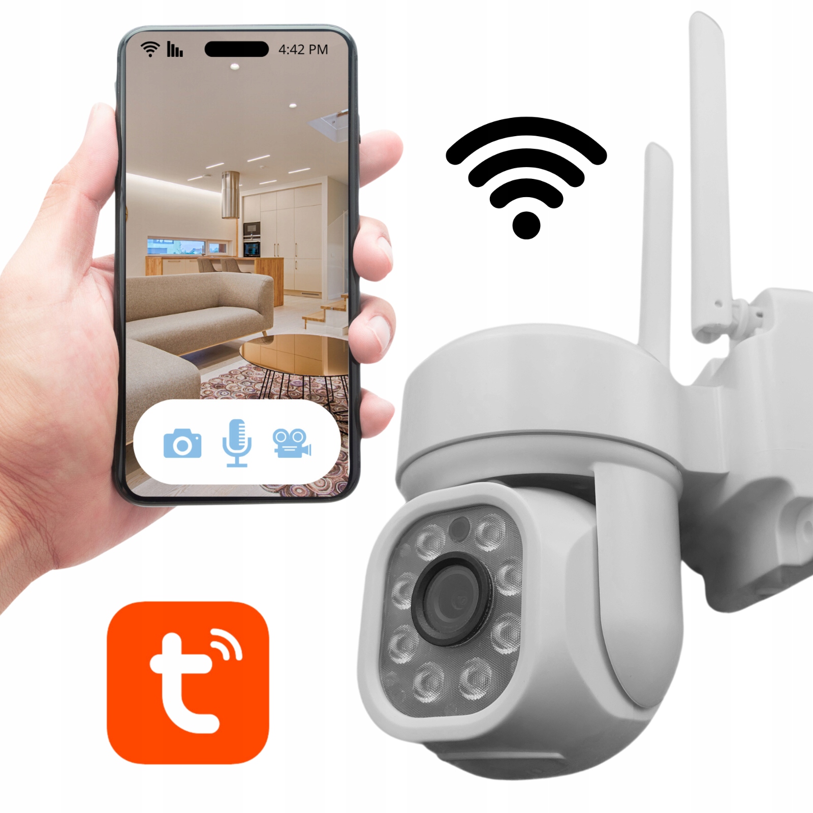 OBROTOWA KAMERA ZEWNĘTRZNA IP WIFI TUYA 360° IP65 2MPx INTERKOM RUCHU - Sklep, Opinie, Cena w ...