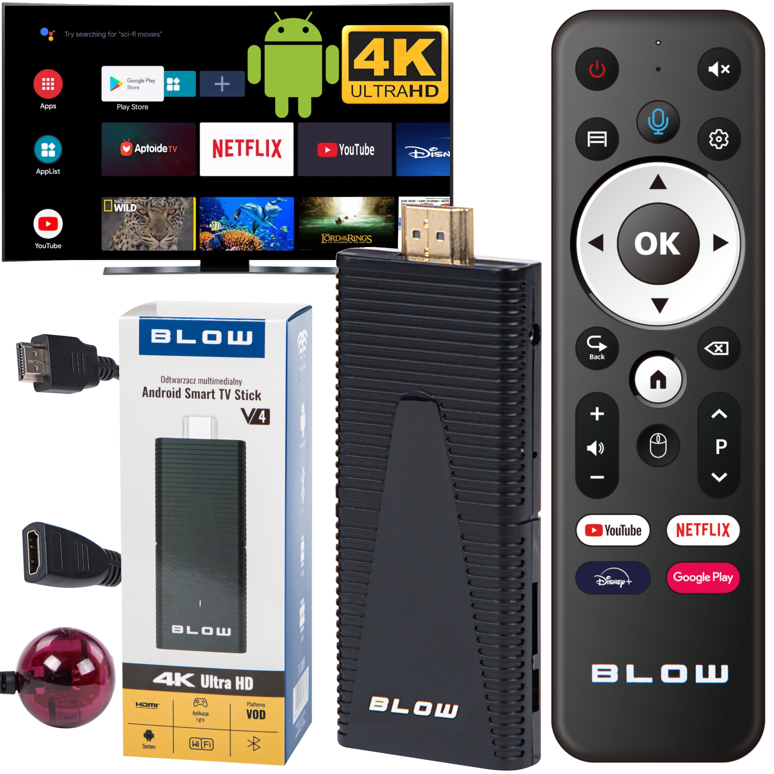 PŘEHRÁVAČ MULTIMEDIÁLNÍ SMART TV STICK BOX BLUETOOTH 4K WIFI NÁSTAVEC ...