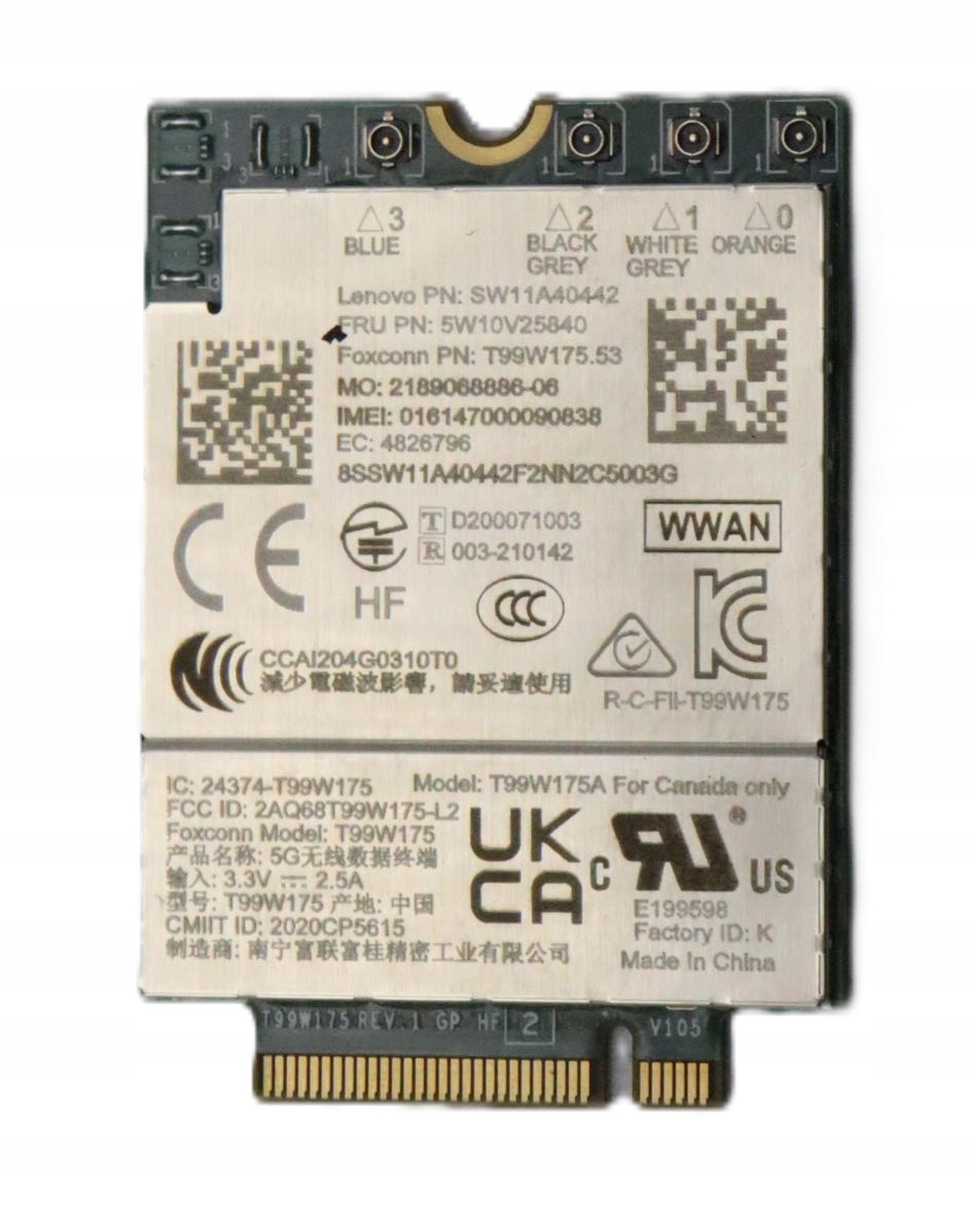 Oryginalny modem WWAN 5G M.2 Lenovo 5W10V25840 Qualcomm Snapdragon X55 ...