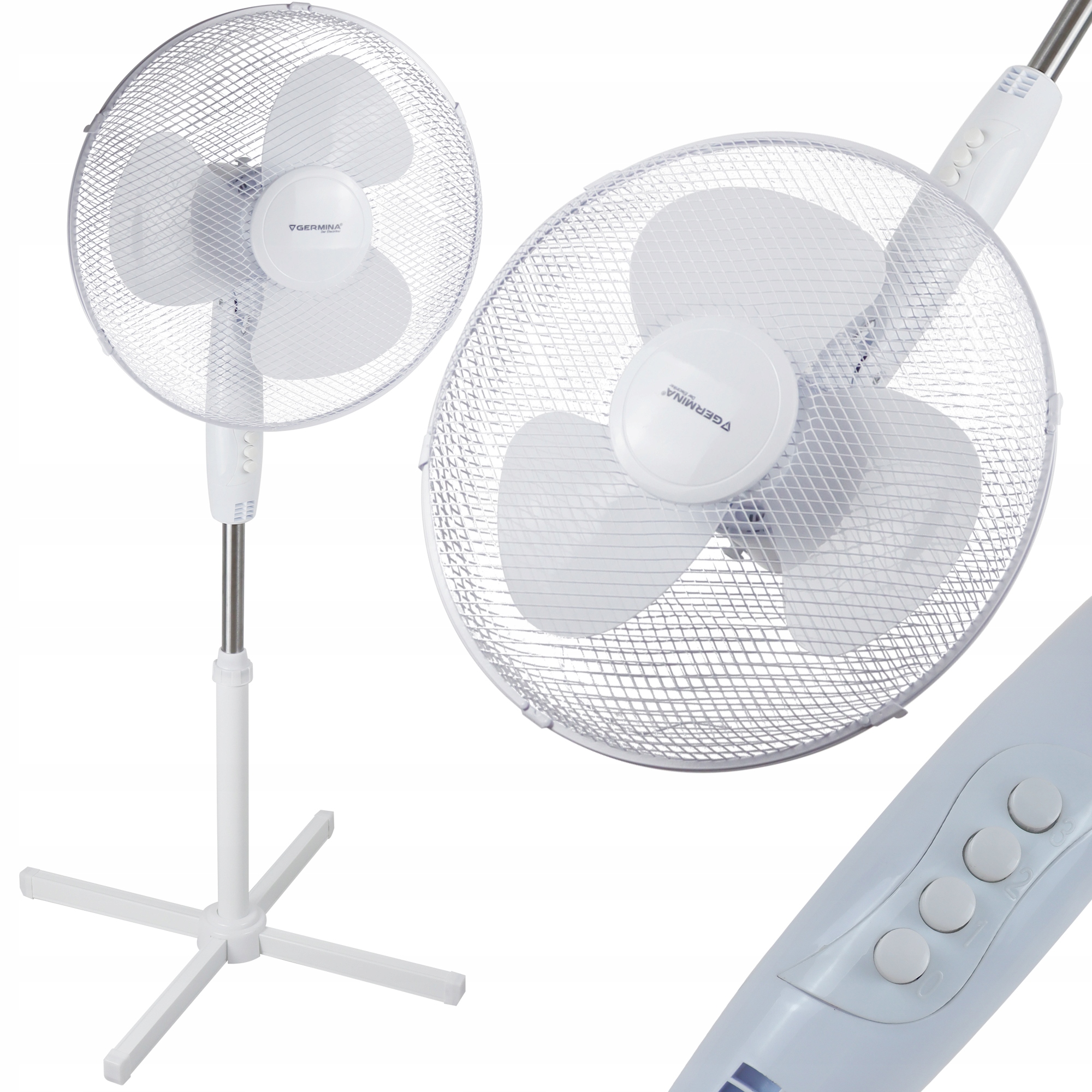 Wentylator Podłogowy Wiatrak Stojący Mocny 40W Biały CICHY BEZPIECZNY ...