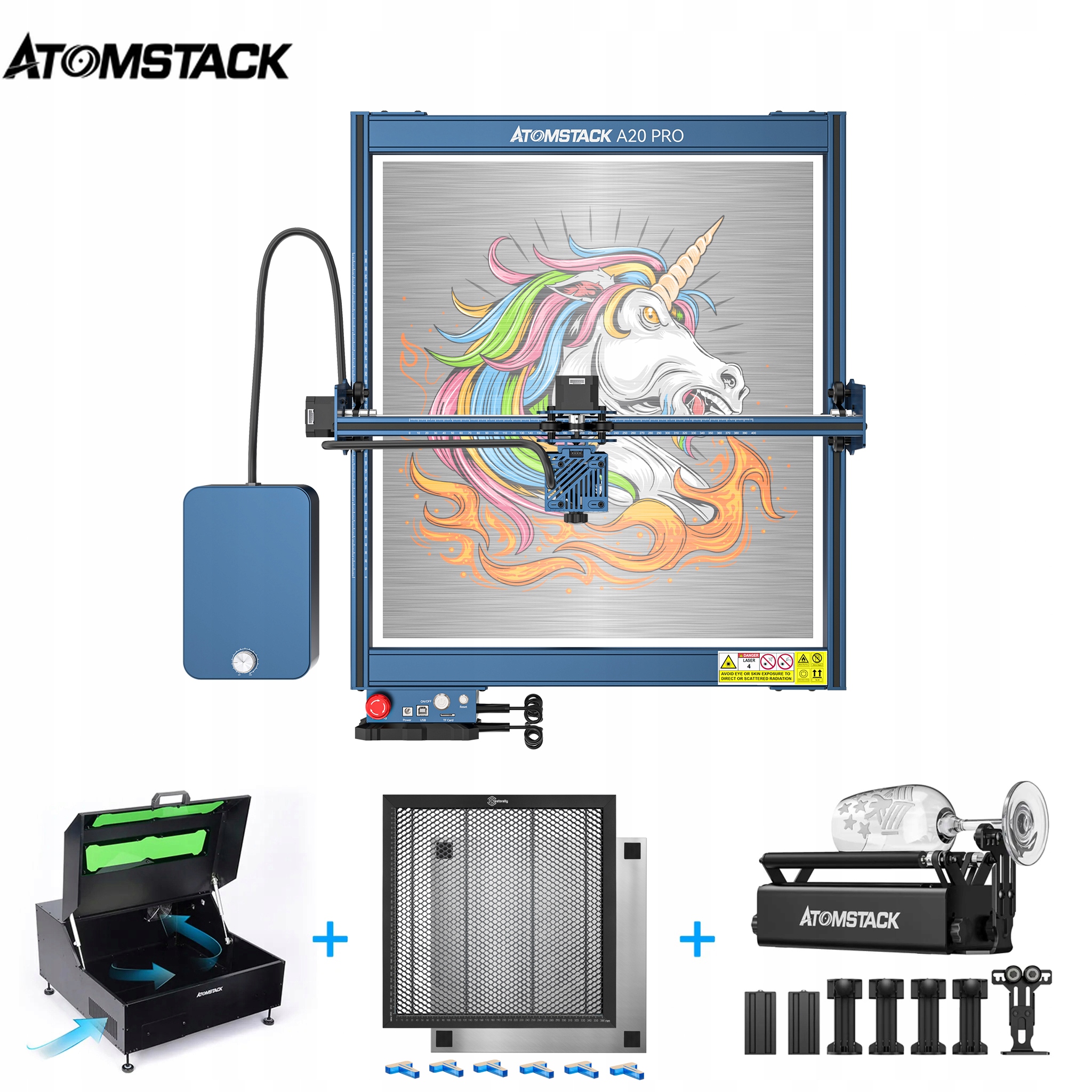 Atomstack A20 Pro Grawer laserowy+Płyta+rolka+B1 exhaust box - Sklep ...