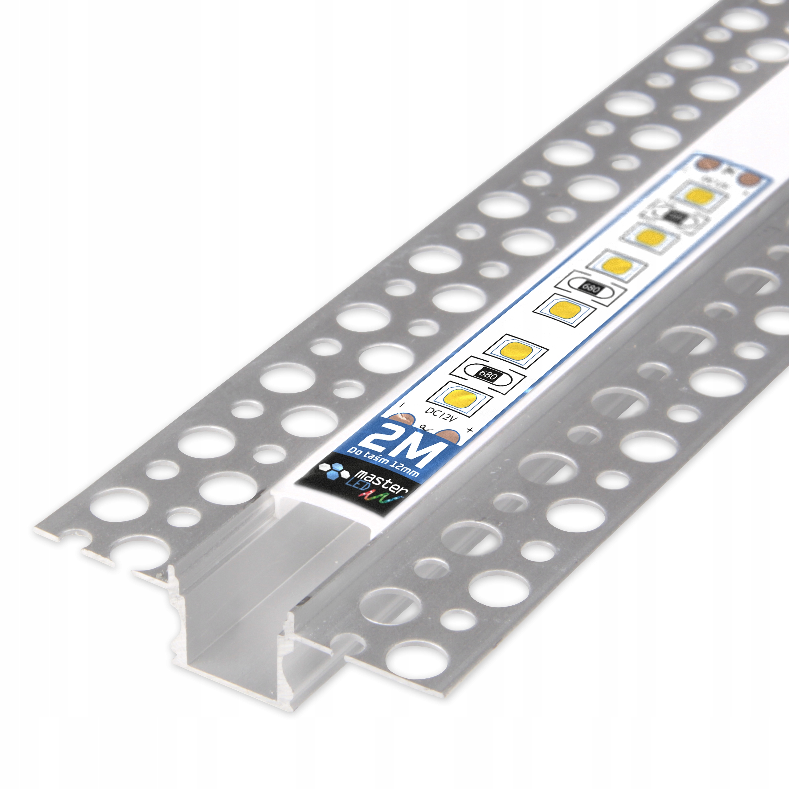 PROFIL LED aluminiowy 12mm do GK karton gips płytek kafli glazur 2m ...