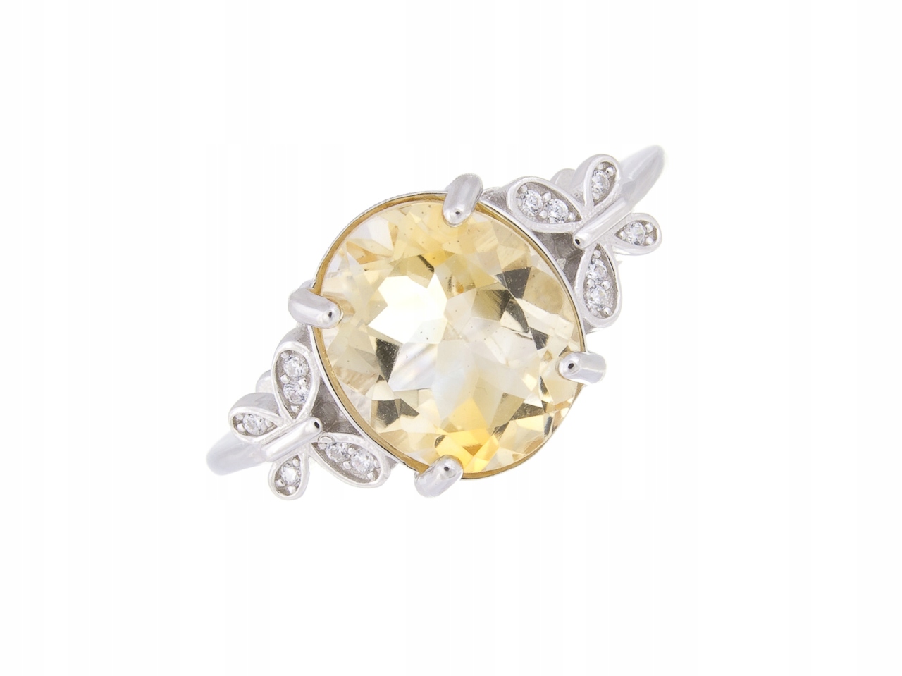 SREBRNY PIERŚCIONEK RODOWANY ROZM.15 CYTRYN NATURALNY 11x9 • Cena ...