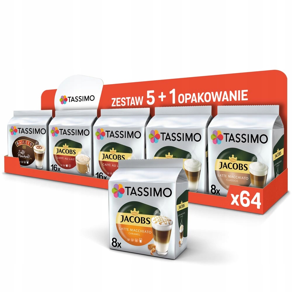 Kapsułki Tassimo latte mix smaków kaw białych 5+1 opakowanie GRATIS ...