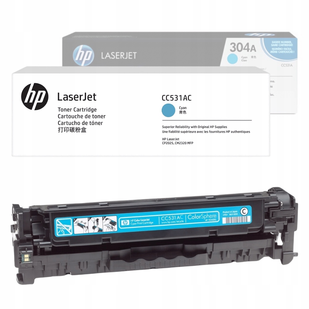 HP oryginalny toner CC531AC 304AC Color LaserJet CP2025 CM2320 2,8K ...