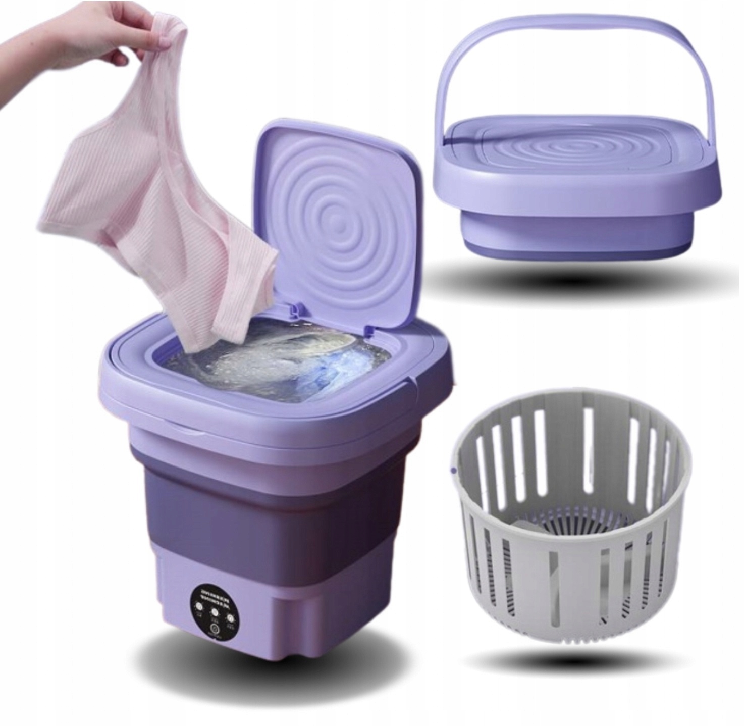 MINI PRAČKA AUTOMATICKÁ SKLÁDACÍ PŘENOSNÁ 8L PRANÍ SPODNÍHO PLODÍKU za ...