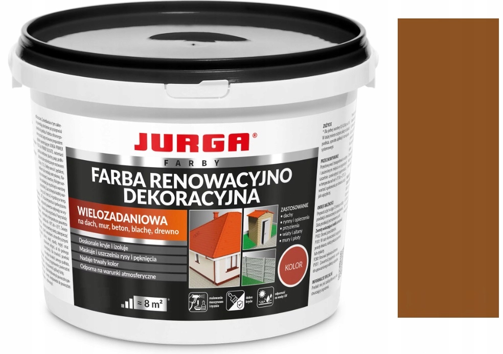 JURGA FARBA RENOWACYJNA DEKORACYJNA BRĄZOWA 7KG (5902802193834) • Cena ...