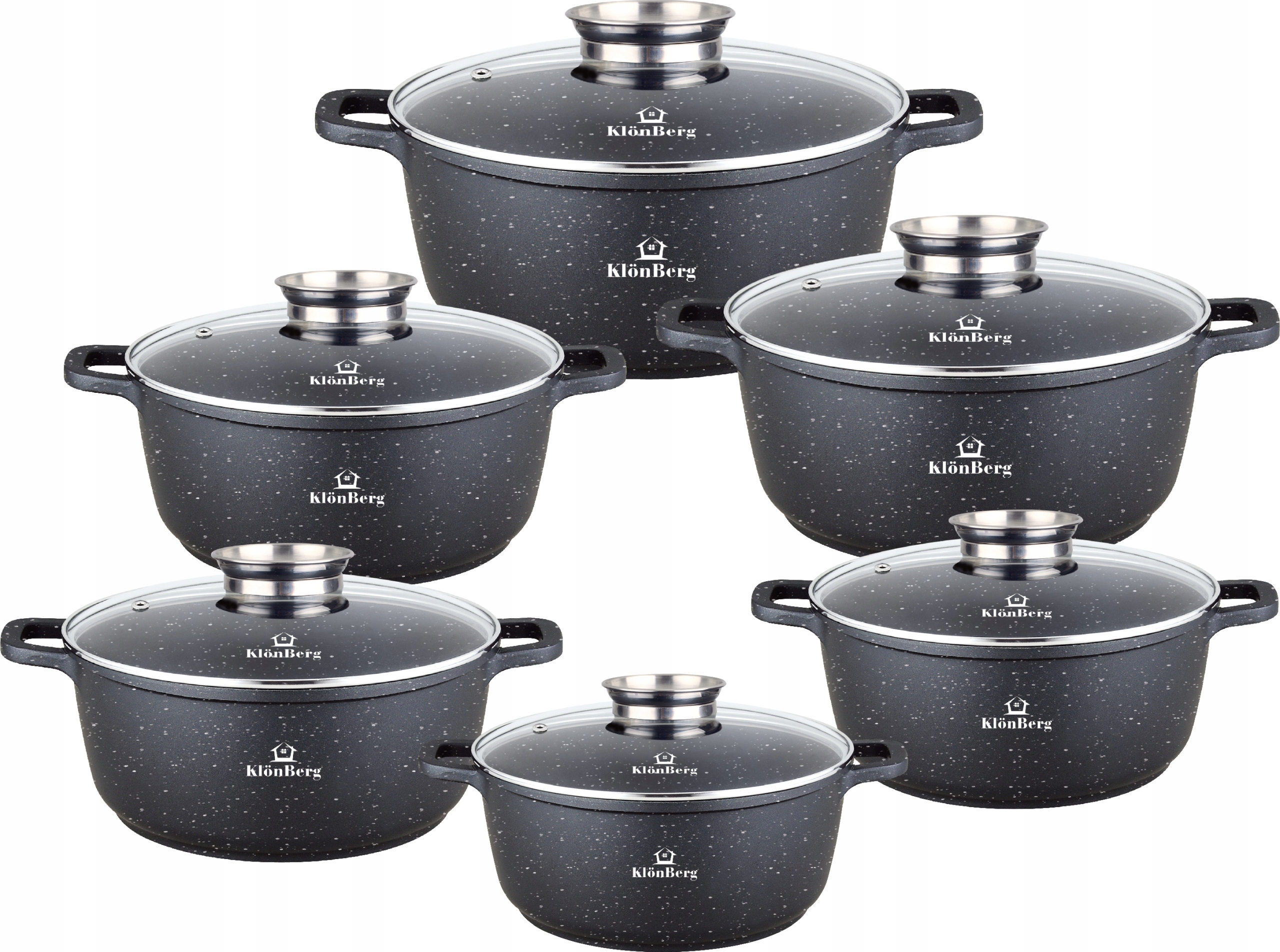 Zestaw garnków KlönBerg PREMIUM aluminiowe 12 el. • Cena, Opinie - Allegro