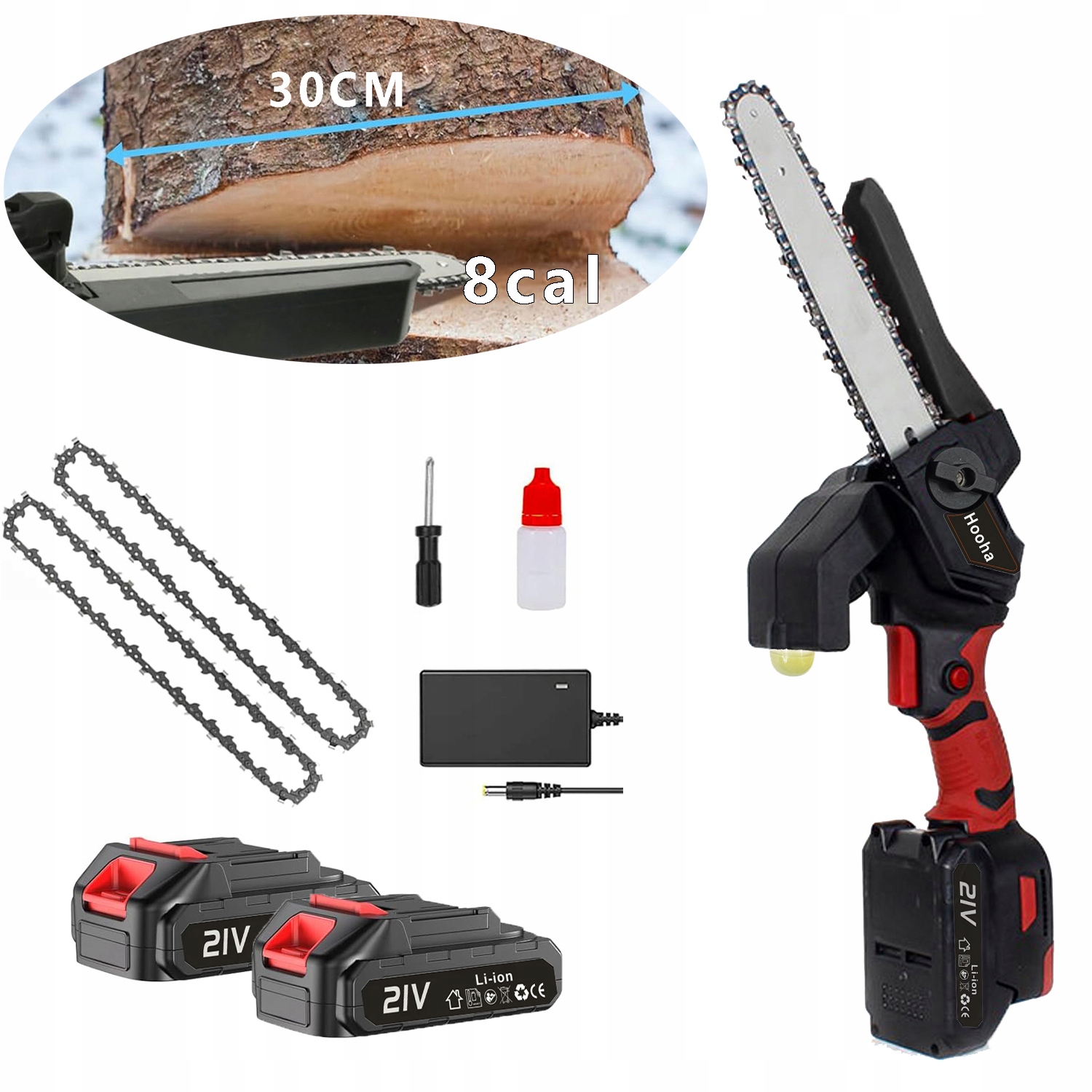 MINI PIŁA ŁAŃCUCHOWA AKUMULATOROWA PRZENOŚNA PILARKA 2x AKUMULATOR 8CAL ...