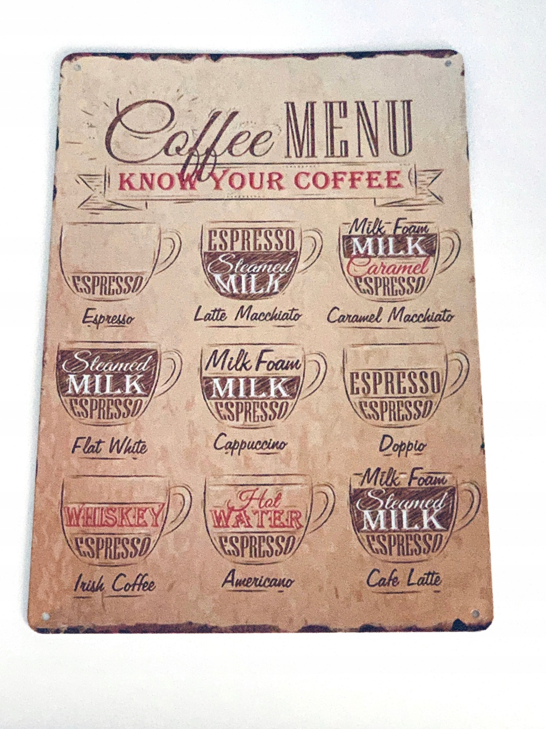 SZYLD METALOWY COFEE MENU, STYLOWY, ORYGINALNY. (5904335620375) • Cena ...