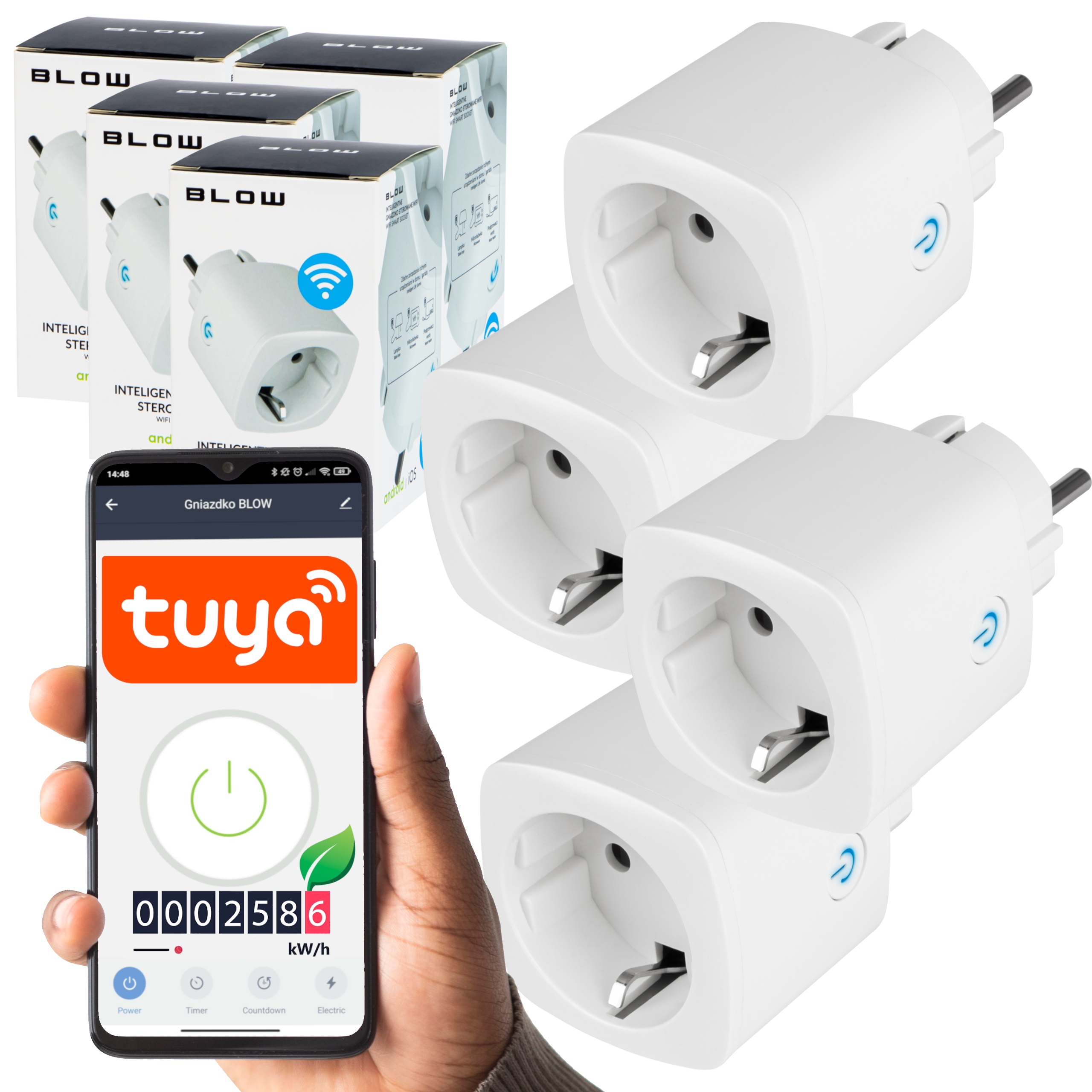 4× INTELIGENTNE GNIAZDKO WiFi SMART TUYA WATOMIERZ PROGRAMATOR TIMER (5900804116486) • Cena ...