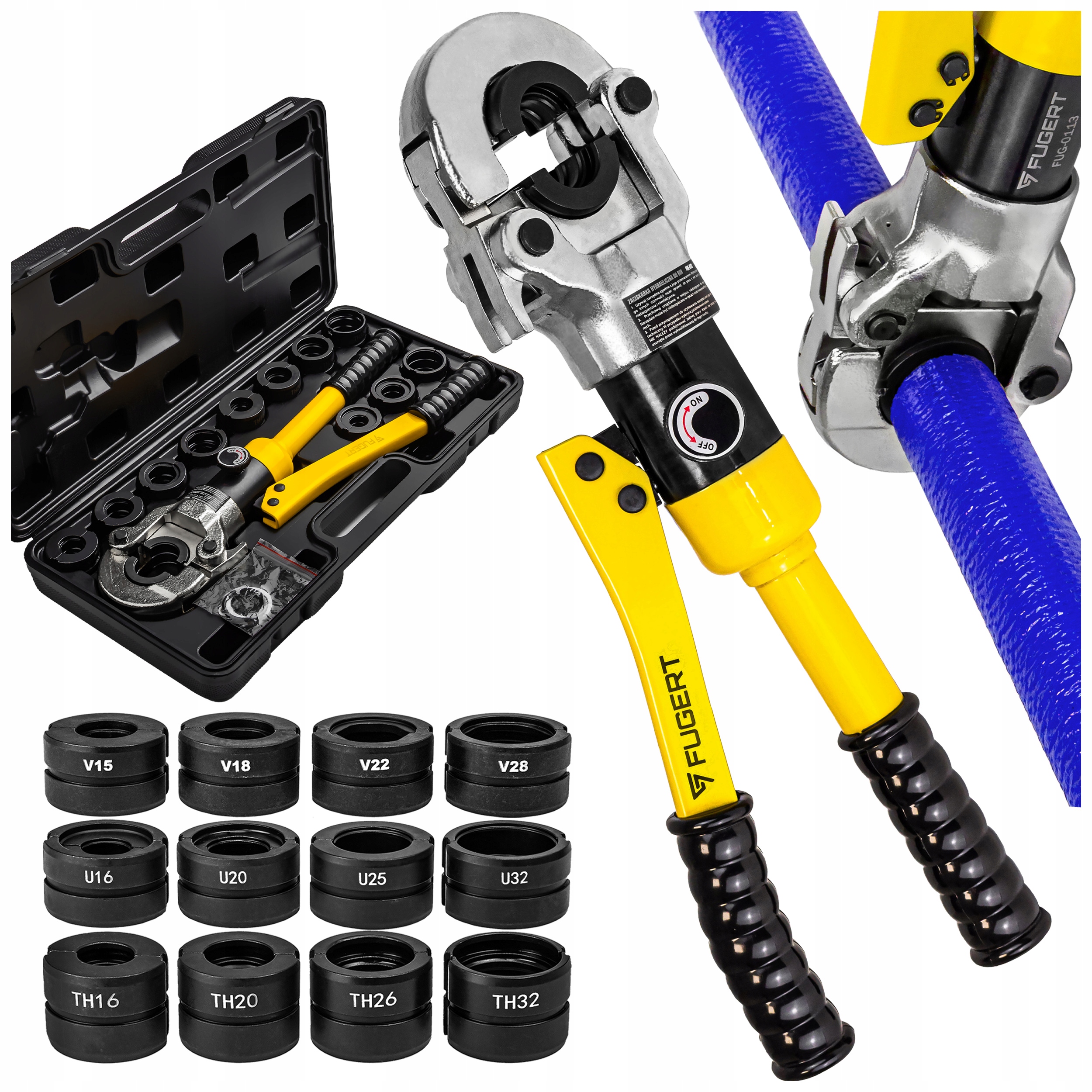 ZACISKARKA HYDRAULICZNA DO RUR PEX 15-32MM + MATRYCE FUGERT FUG-0113B ...