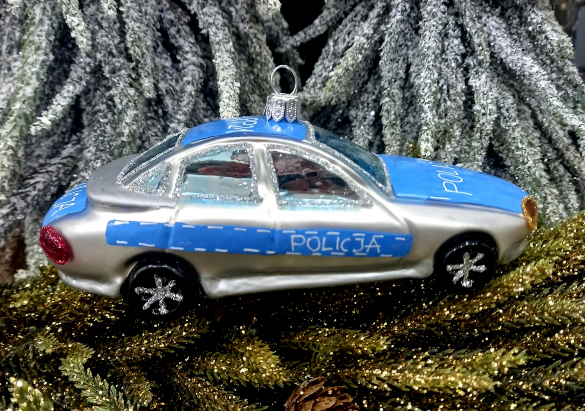 BOMBKA SZKLANA RĘCZNIE MALOWANA - AUTO SAMOCHÓD RADIOWÓZ POLICJA • Cena ...