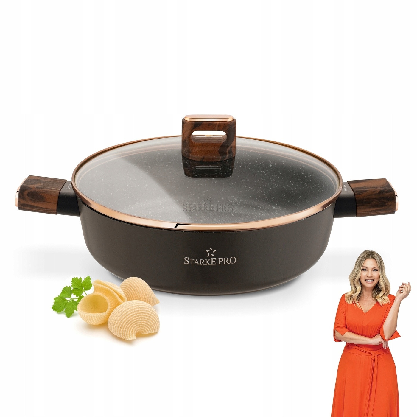 Patelnia tradycyjna Starke Pro Starlet Brown 28 cm non-stick ...