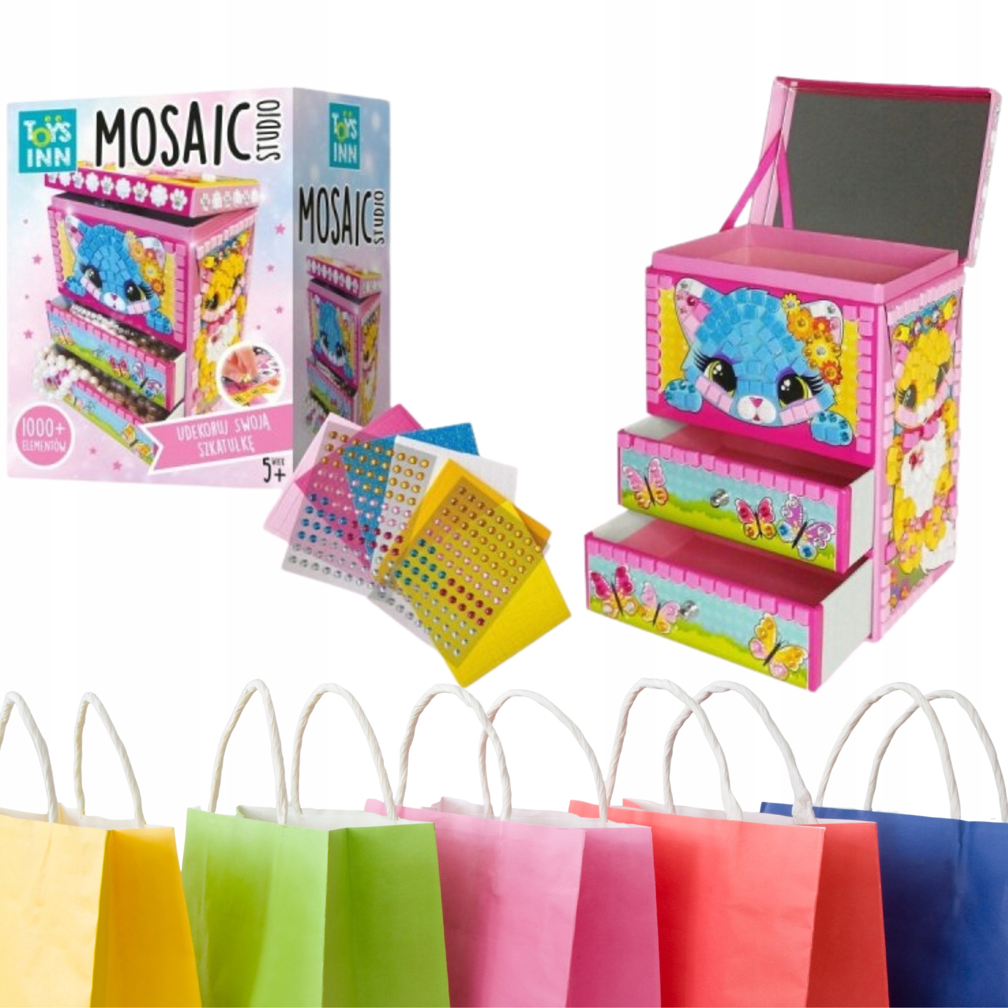 PREZENT DLA 5, 6 LATKI - Zestaw kreatywny Szkatułka Mozaika Kotek ...