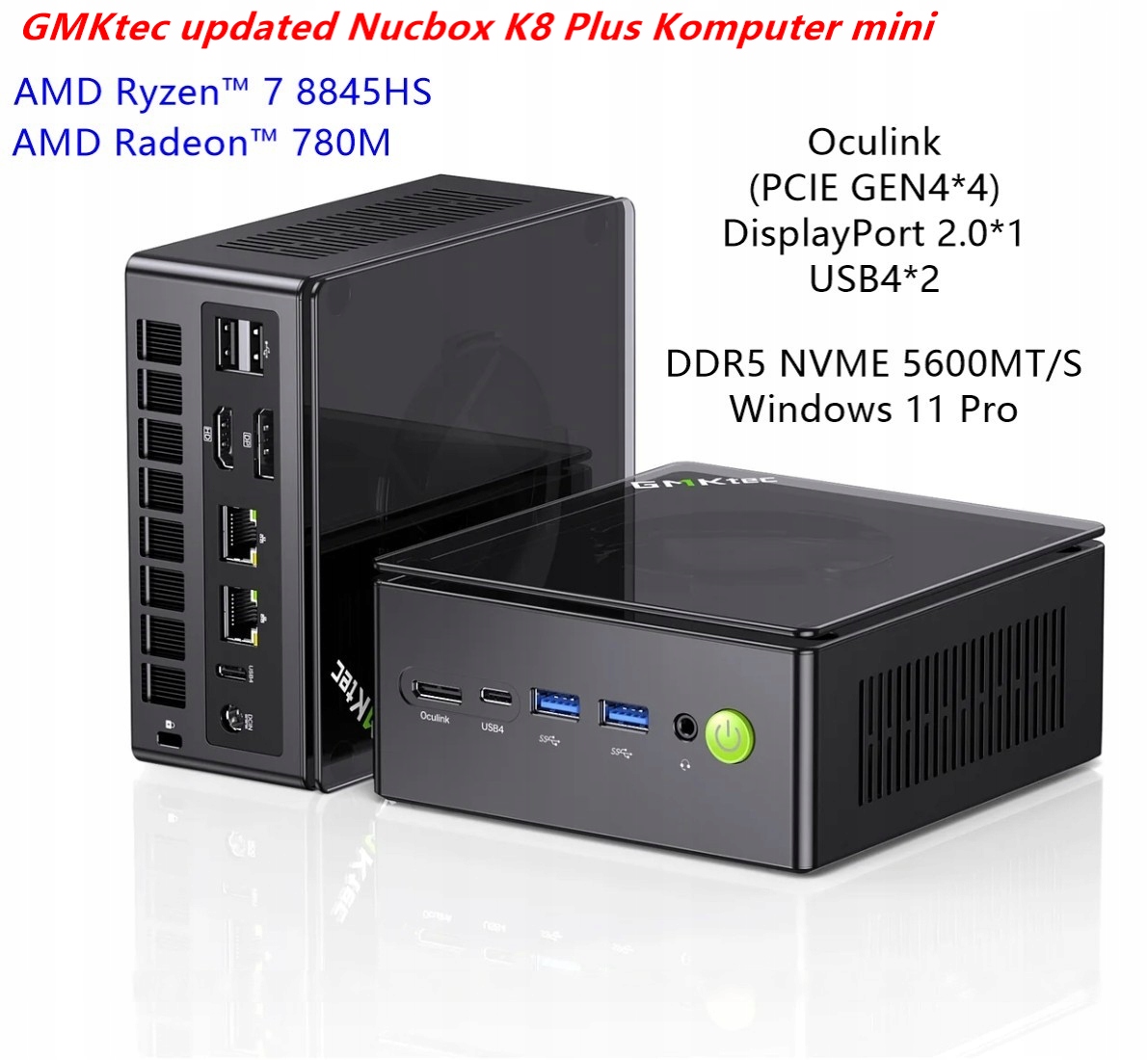 GMKtec Mini PC do gier K8 Plus,Ryzen 7 8845HS Barebones - Sklep, Opinie ...
