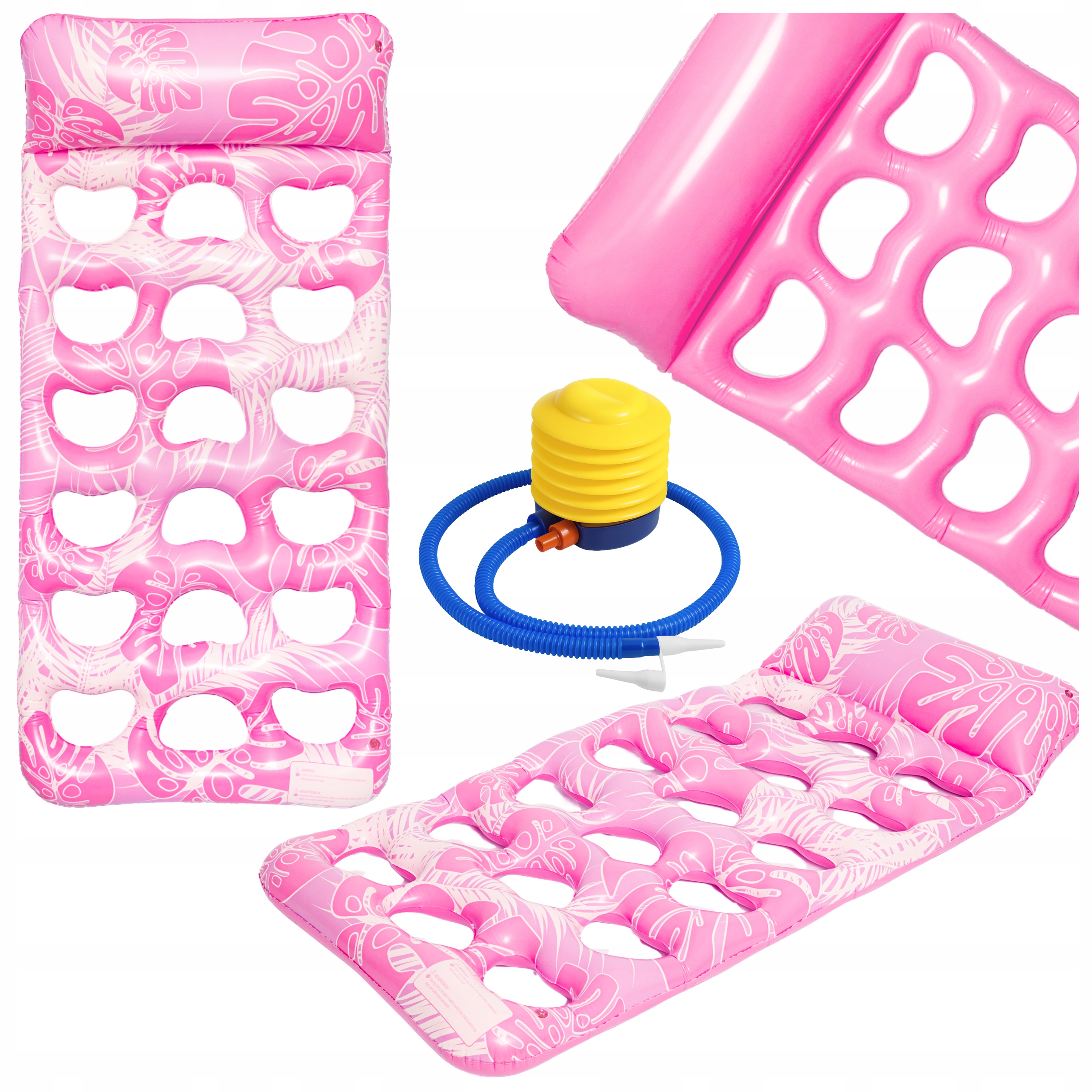 MATERAC DMUCHANY Z PODUSZKĄ PLAŻOWY DO PŁYWANIA WODNY LEŻAK NA PLAŻĘ ...