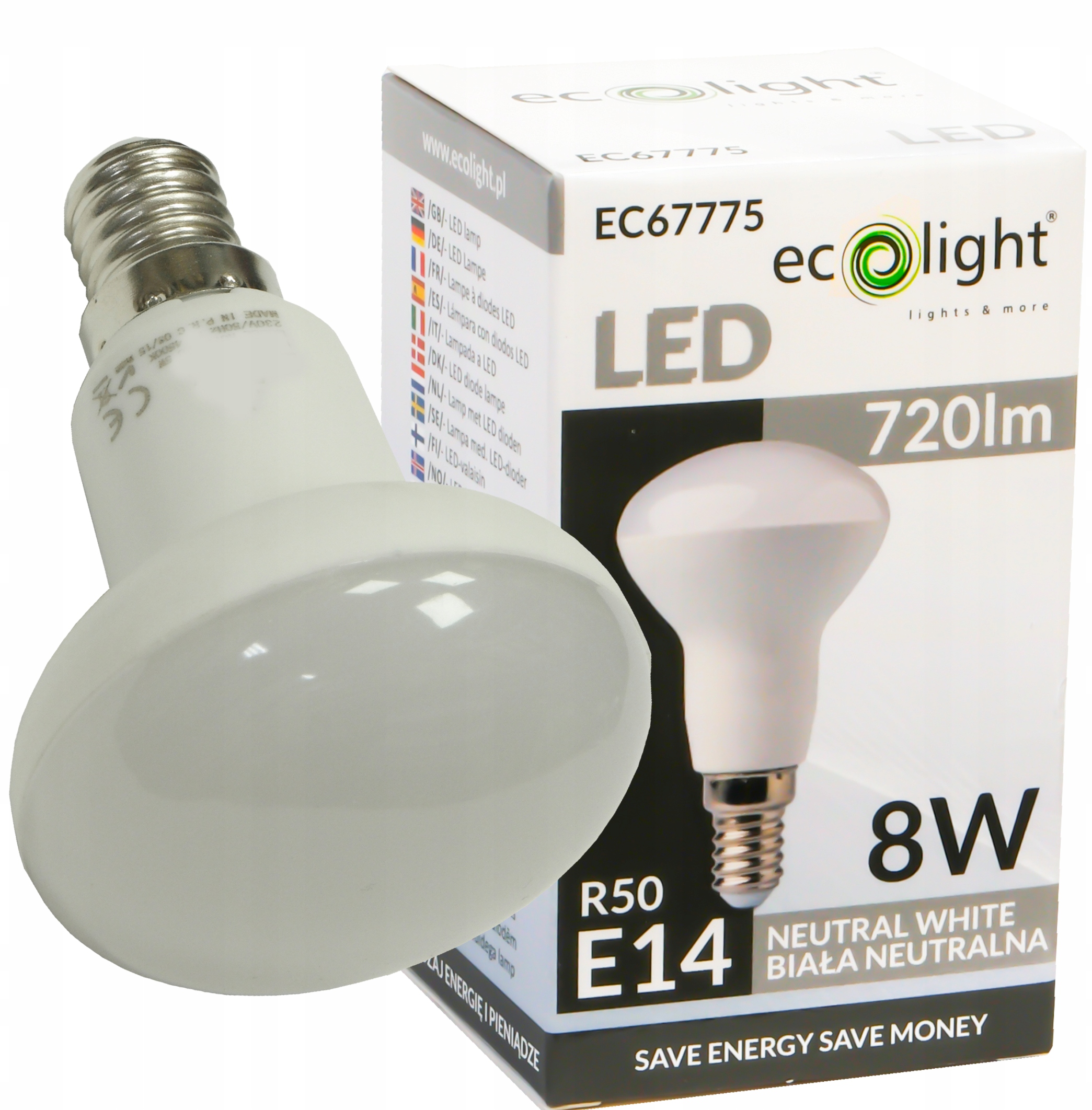 żarówka grzybek R50 led 8W = 60W 4000K E14 NW (5903672061414) • Cena ...