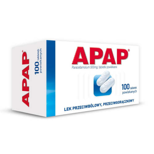 APAP paracetamol 500 mg lek przeciwbólowy 100 tabl (5909990664559 ...