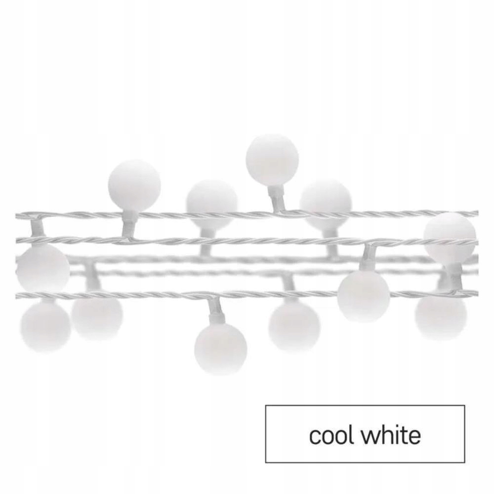 Lampki świąteczne kulki 40 LED big cherry zimna biel IP44, timer EMOS ...