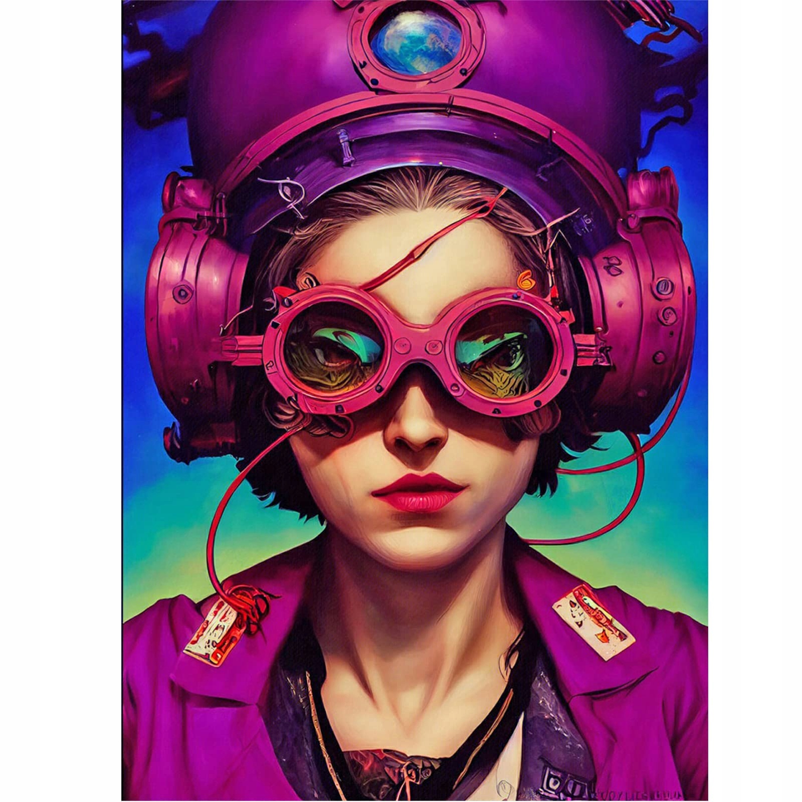 VÝŠIVKA DIAMANTOVÝ SET KOMPLETNÝ CYBERPUNK DIY 40X30CM - Allegro