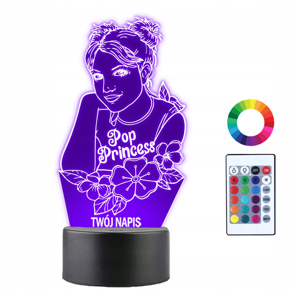 Lampka Nocna Kwiaty Britney Spears Twój Napis Imię Grawer Prezent 3D ...