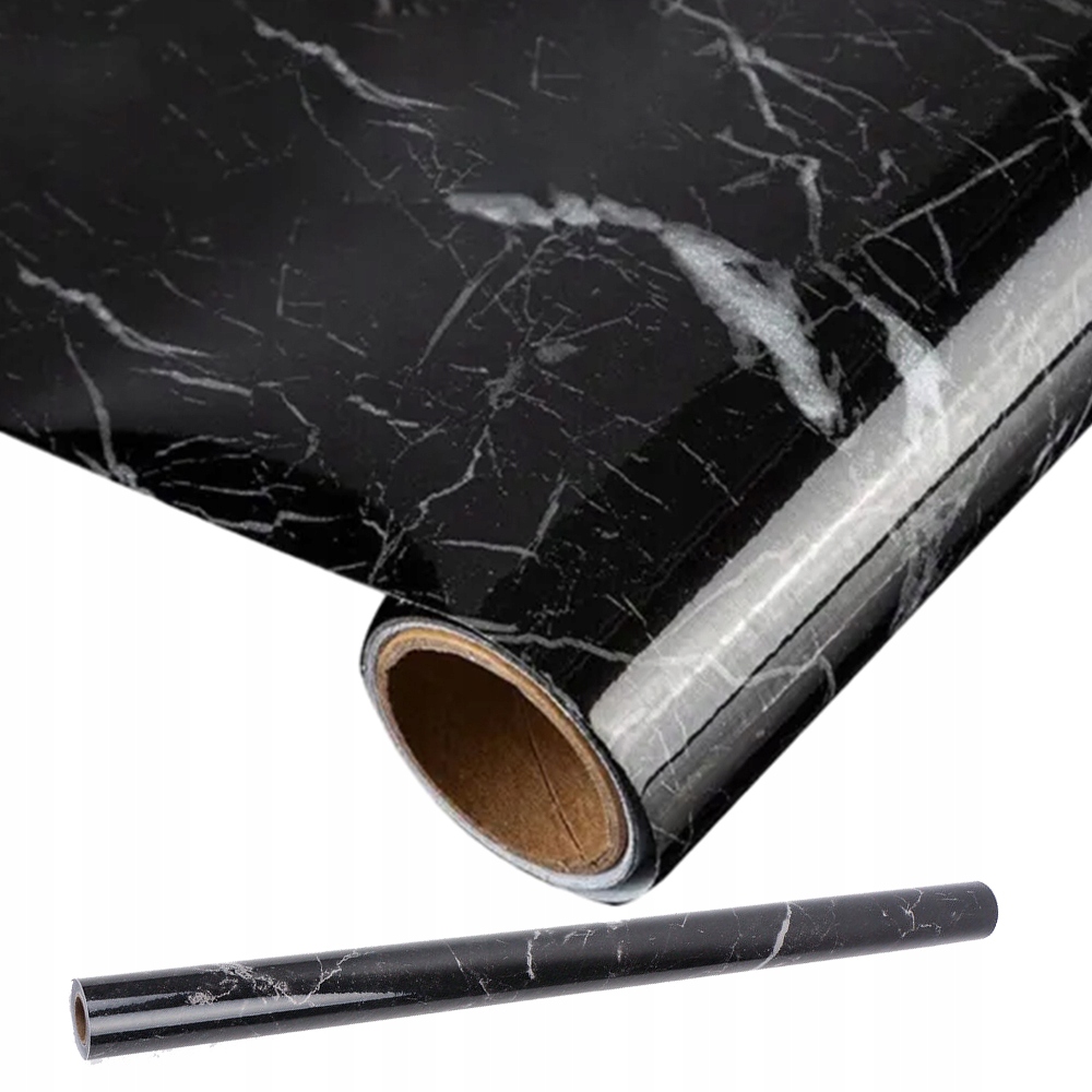FOLIA SAMOPRZYLEPNA CZARNY MARMUR TAPETA 60CM*10M (0191491824715 ...