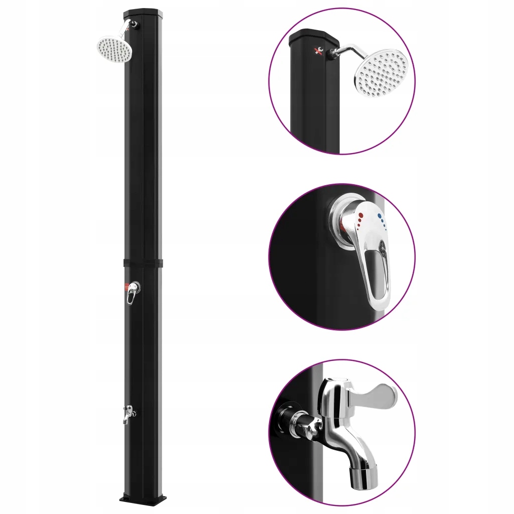 Solární sprcha 35L, černá, 14,8x18x217cm - Allegro