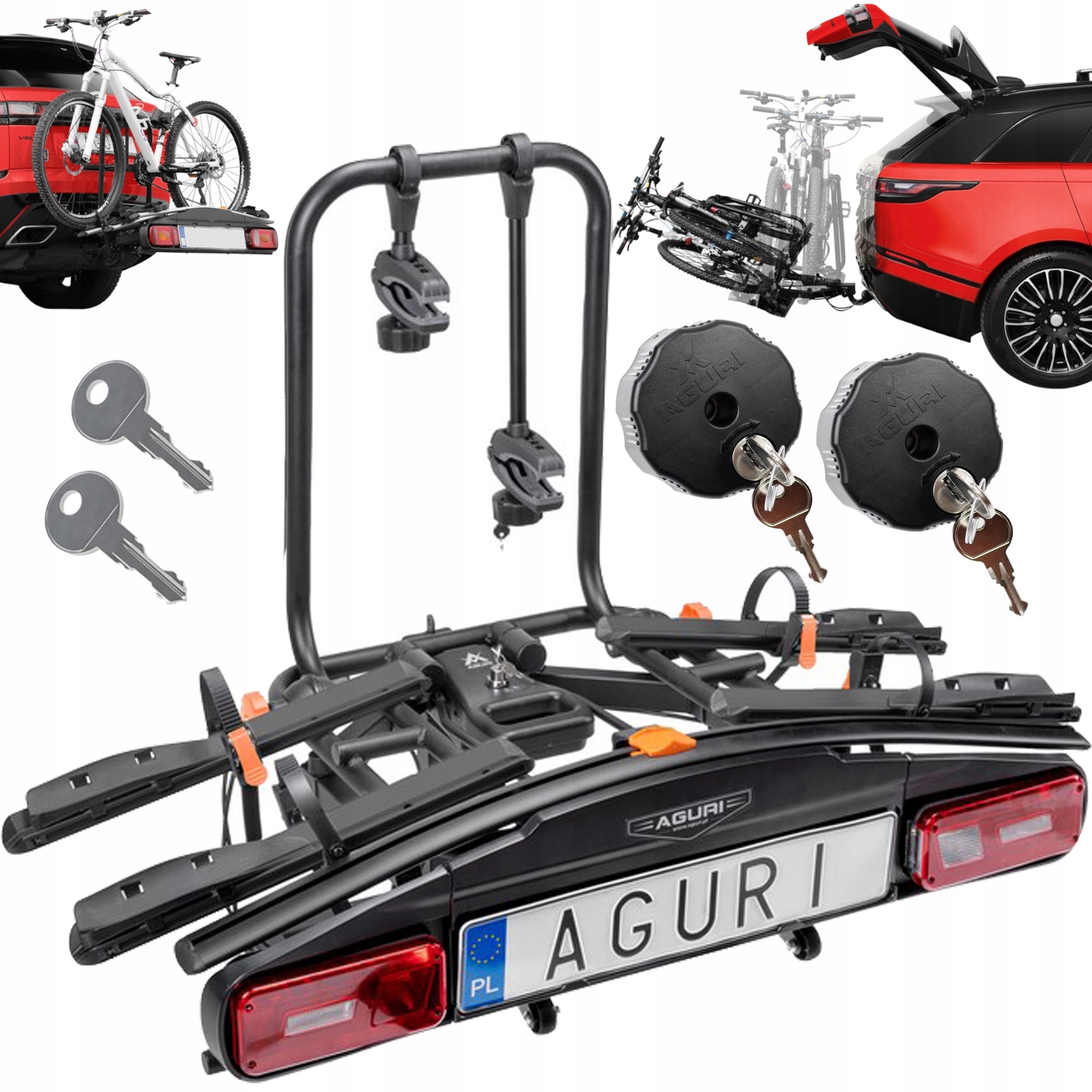 BAGAŻNIK ROWEROWY PLATFORMA NA HAK 2 ROWERY ELEKTRYCZNE E-BIKE AGURI ...