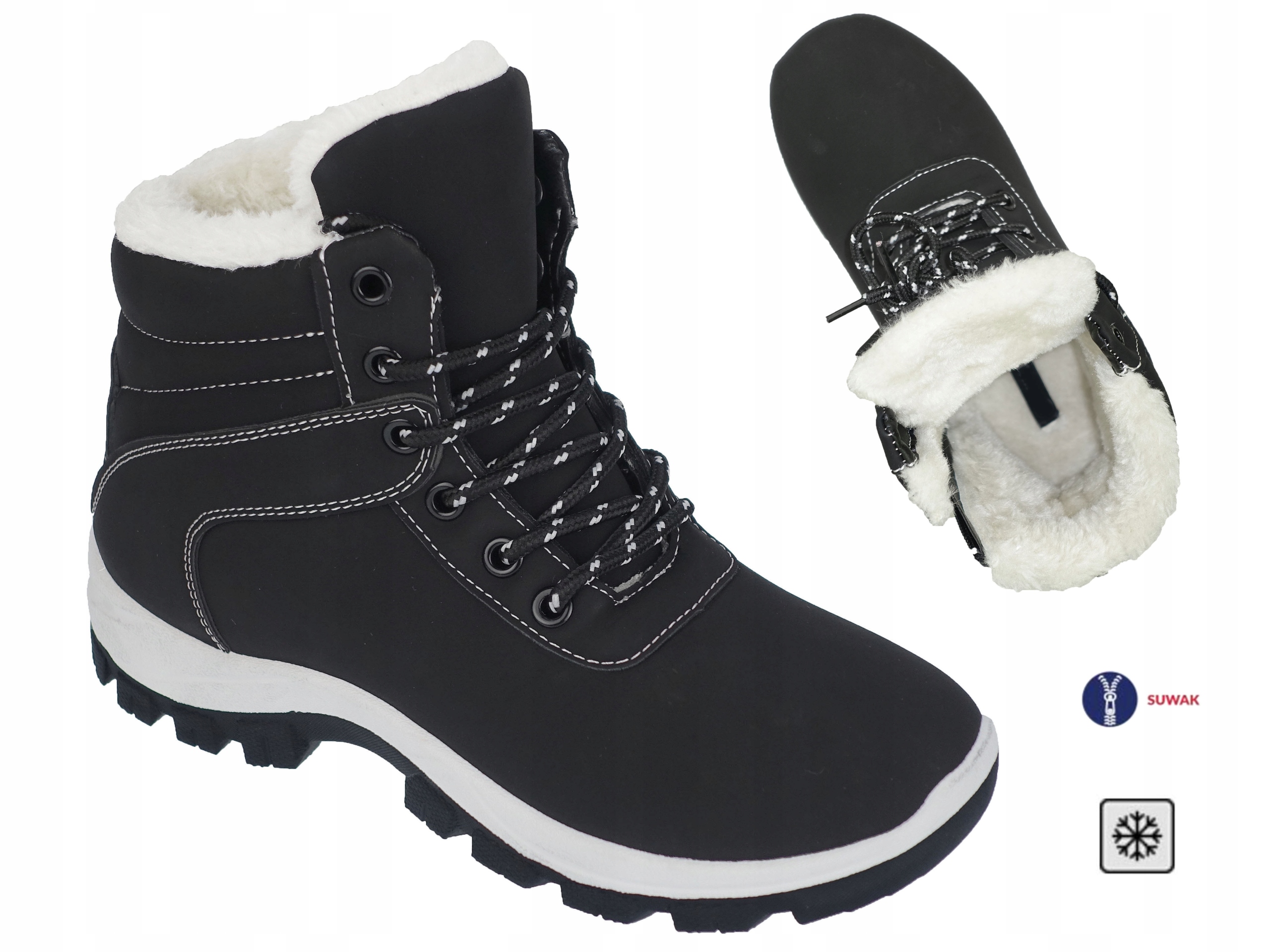 DAMSKIE BUTY ZIMOWE CIEPŁE OCIEPLANE Z KOŻUCHEM 12673640091 - Allegro.pl