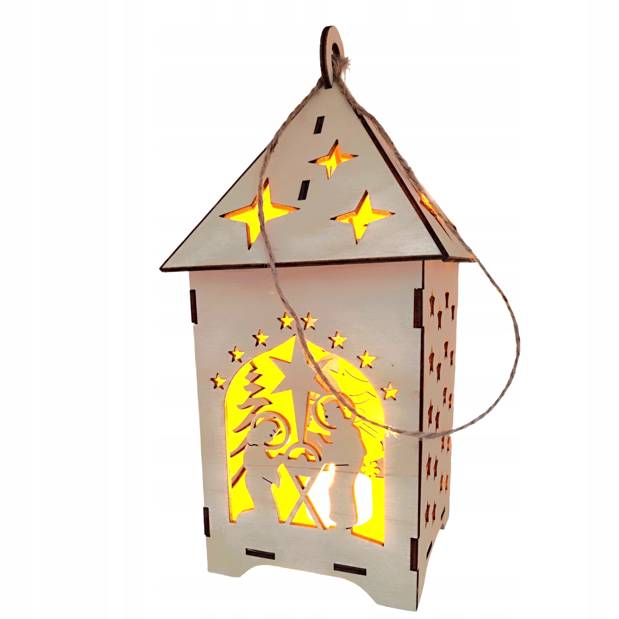 Duży Lampion Adwentowy Roraty Drewniany Podświetlany Świeczką Lampką ...