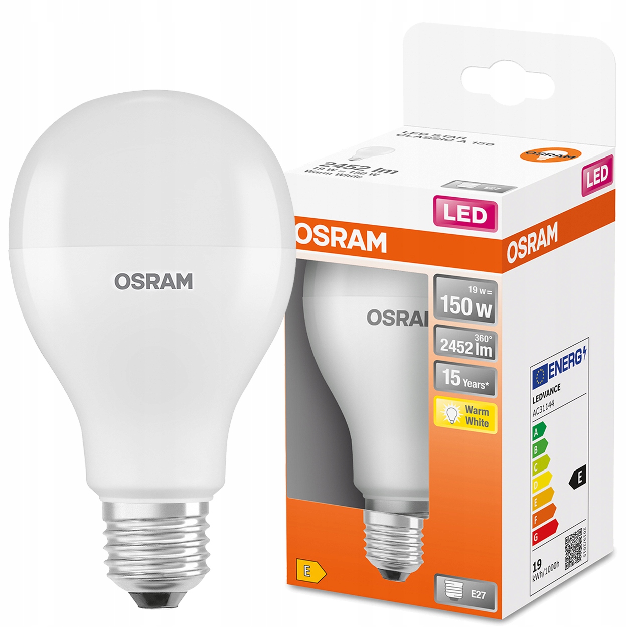 Żarówka LED E27 19W 150W 2452lm 2700K Ciepła OSRAM (4058075245976 ...