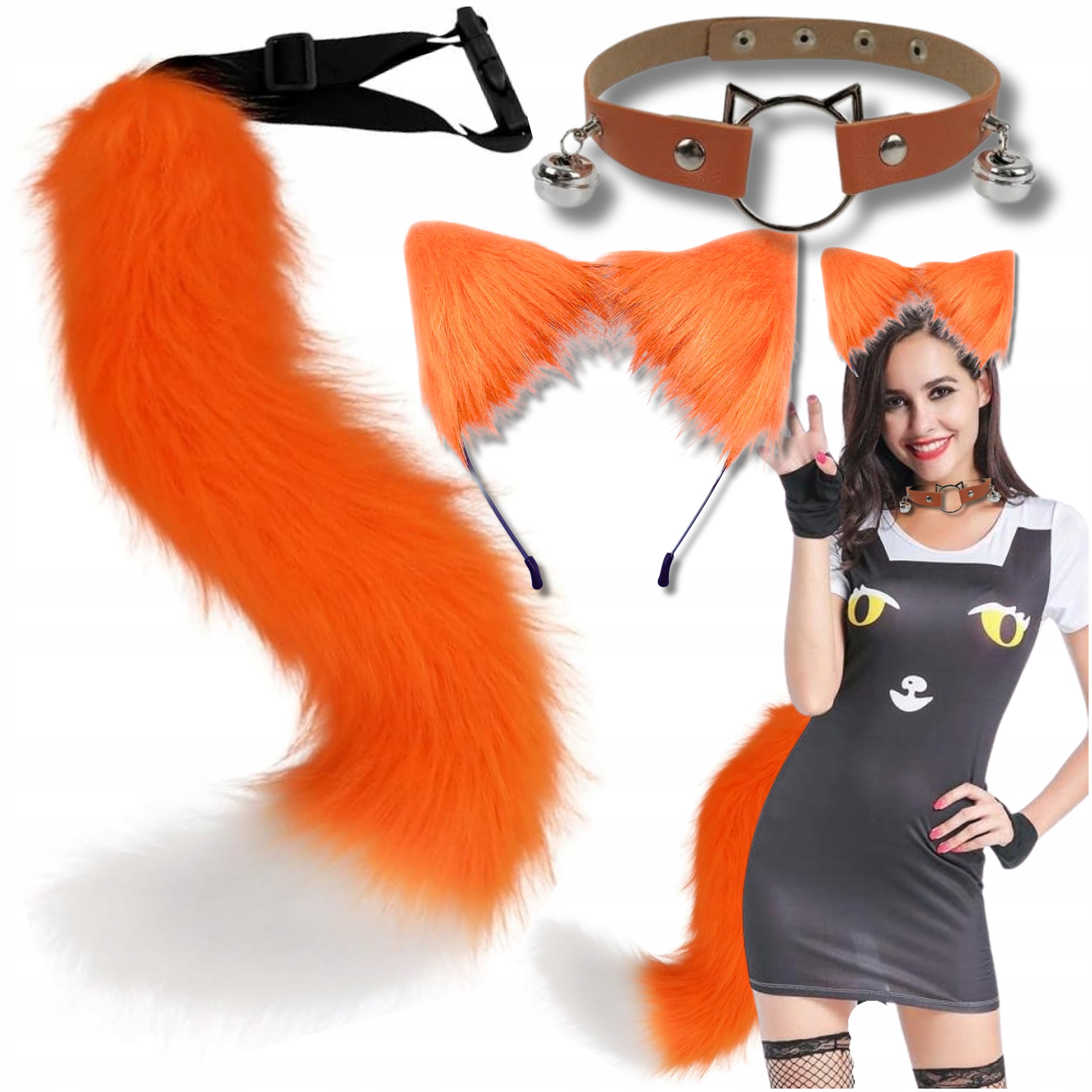 STRÓJ LISA LIS WILKA FURRY THERIAN OGON USZY CHOKER COSPLAY LISEK POM 3w1 (5907264887659) • Cena ...