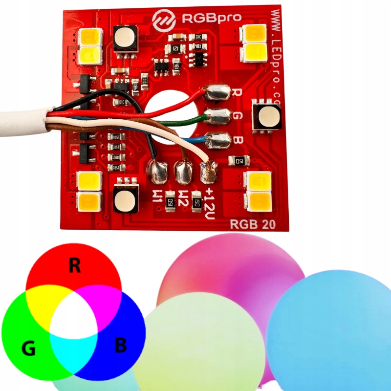 POLSKA PŁYTKA PCB MODUŁ LED kolory RGB + 3000K + 4000K + 6700K 12V ...