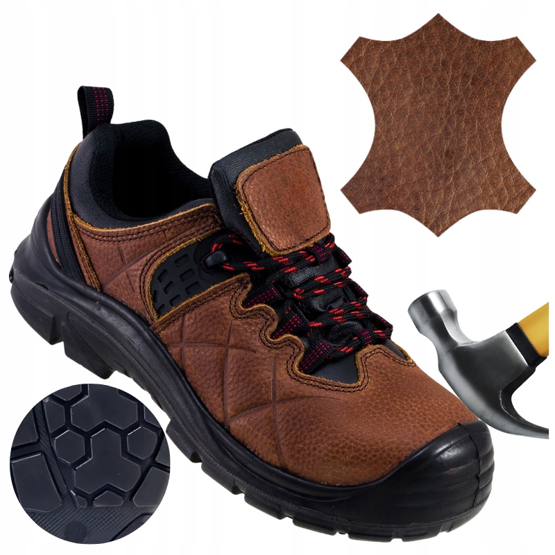 Buty robocze męskie PÓŁBUTY ROBOCZE skórzane z Metalowym Noskiem Lekkie ...