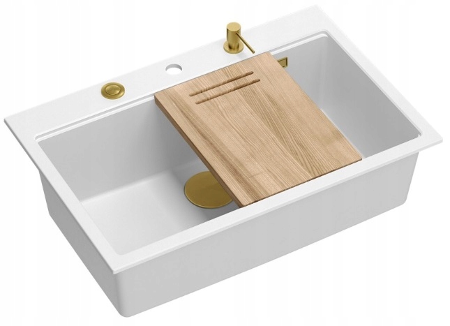 Zlewozmywak jednokomorowy Quadron MARC granit biały • Cena, Opinie ...