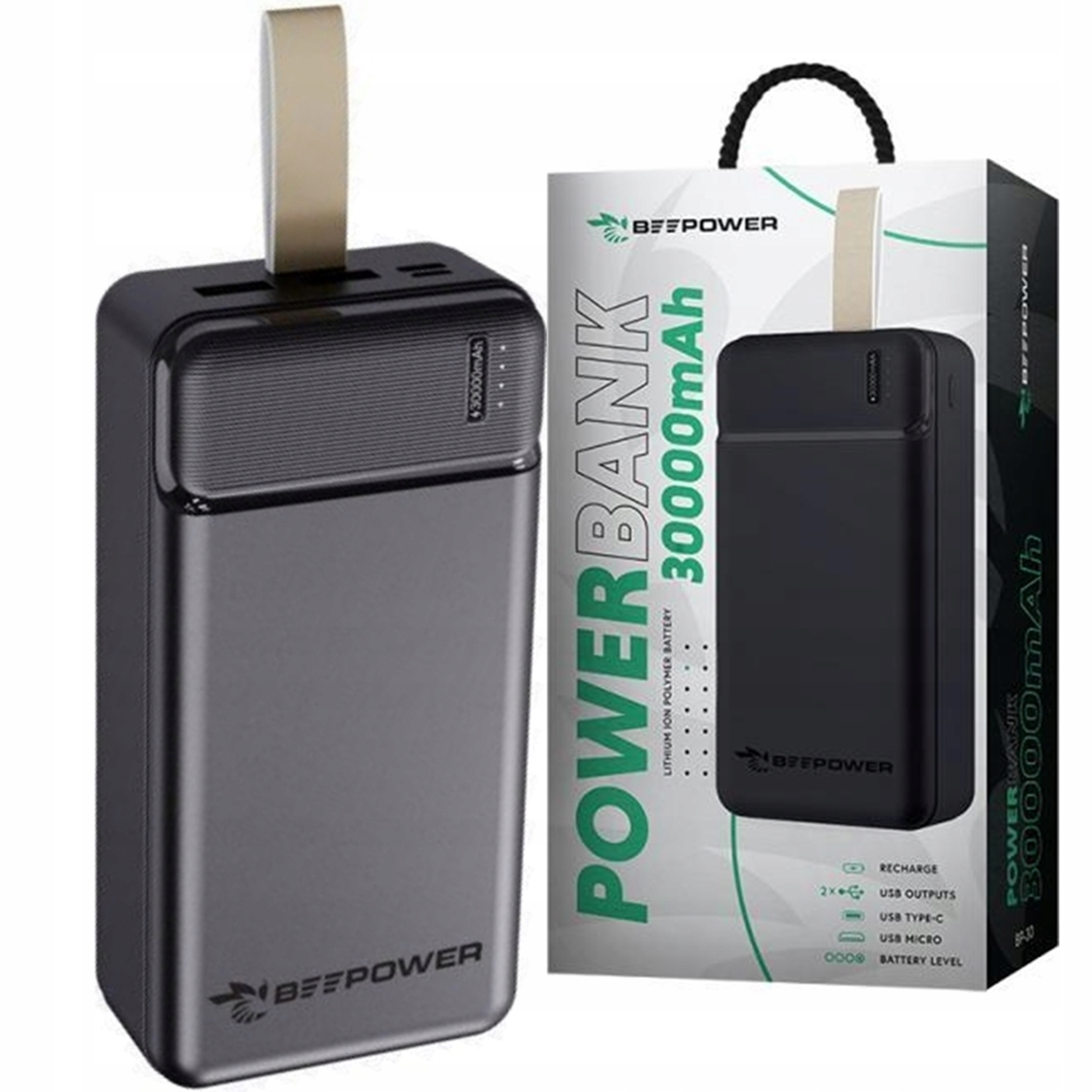 BeePower Power Bank 30000mAh 2 porty do ładowania • Cena, Opinie - Allegro
