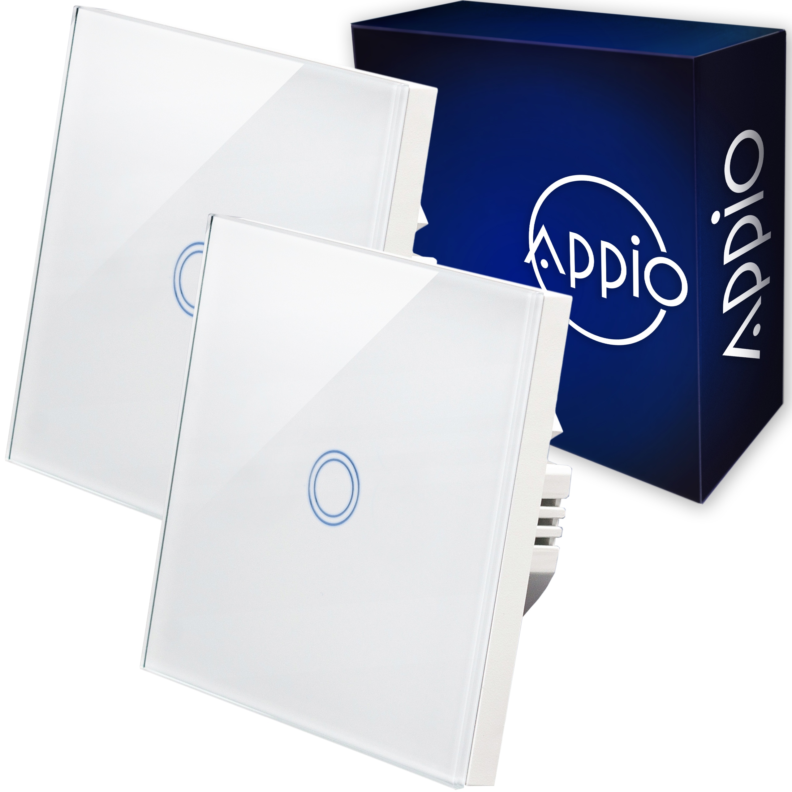 2x Dotykowy Szklany WŁĄCZNIK ŚWIATŁA LED fi60 Pojedynczy Biały APPIO ...