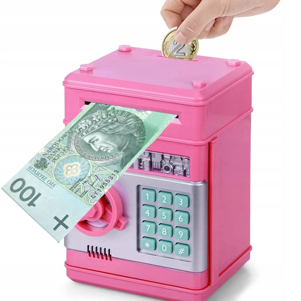 POKLADNIČKA SEJF BANKOMAT PRO DĚTI NA KÓD, PIN, BANKOVKY A MINCE ...