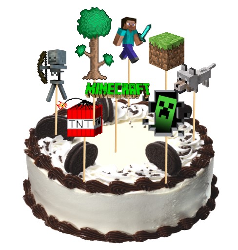 TOPPER NA TORT URODZINY MINECRAFT 8 SZTUK ZESTAW • Cena, Opinie ...