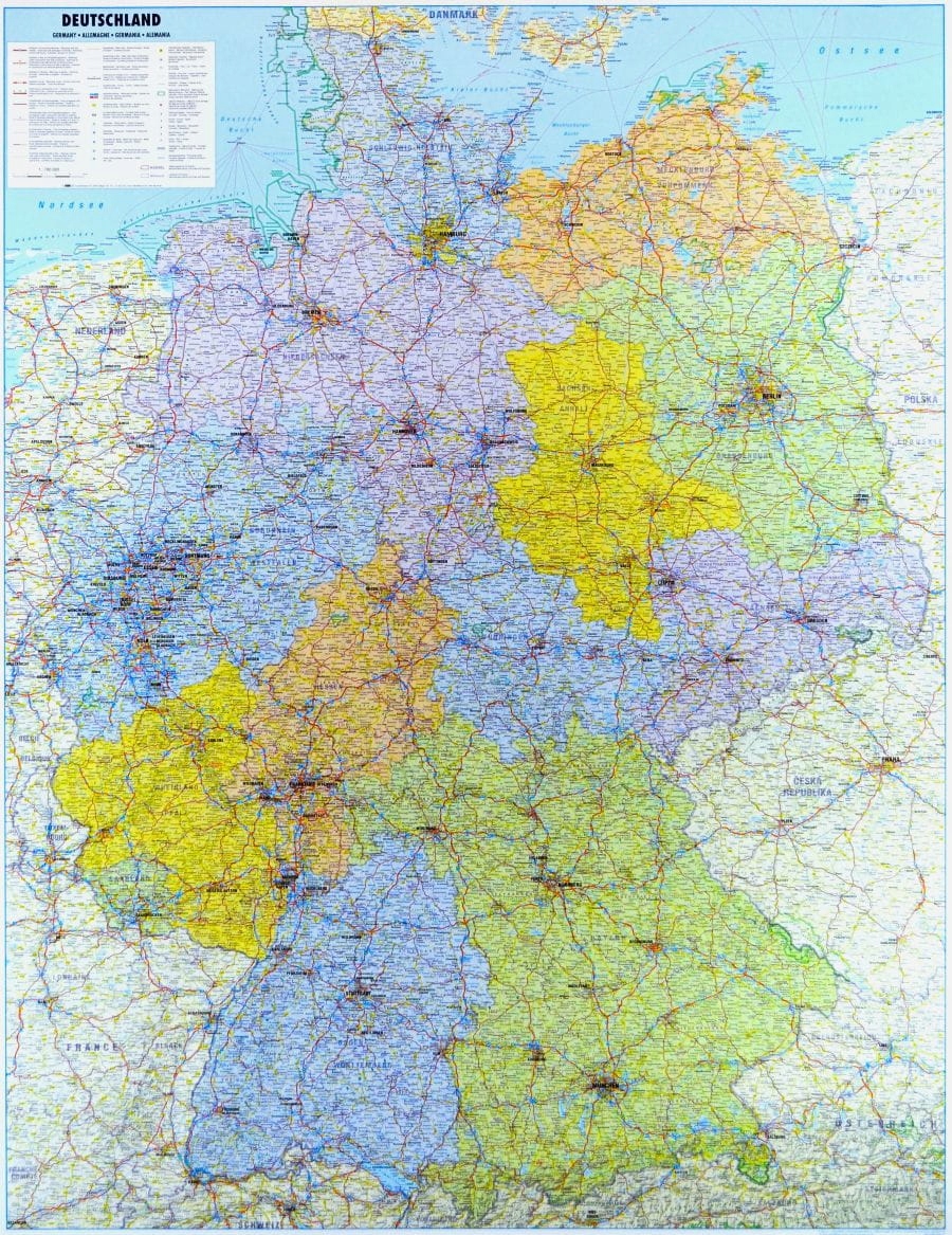 NIEMCY MAPA ŚCIENNA ADMINISTRACYJNA I DROGOWA WOK WAYOK - 149.90PLN - Allegro - Raty 0%, Darmowa ...
