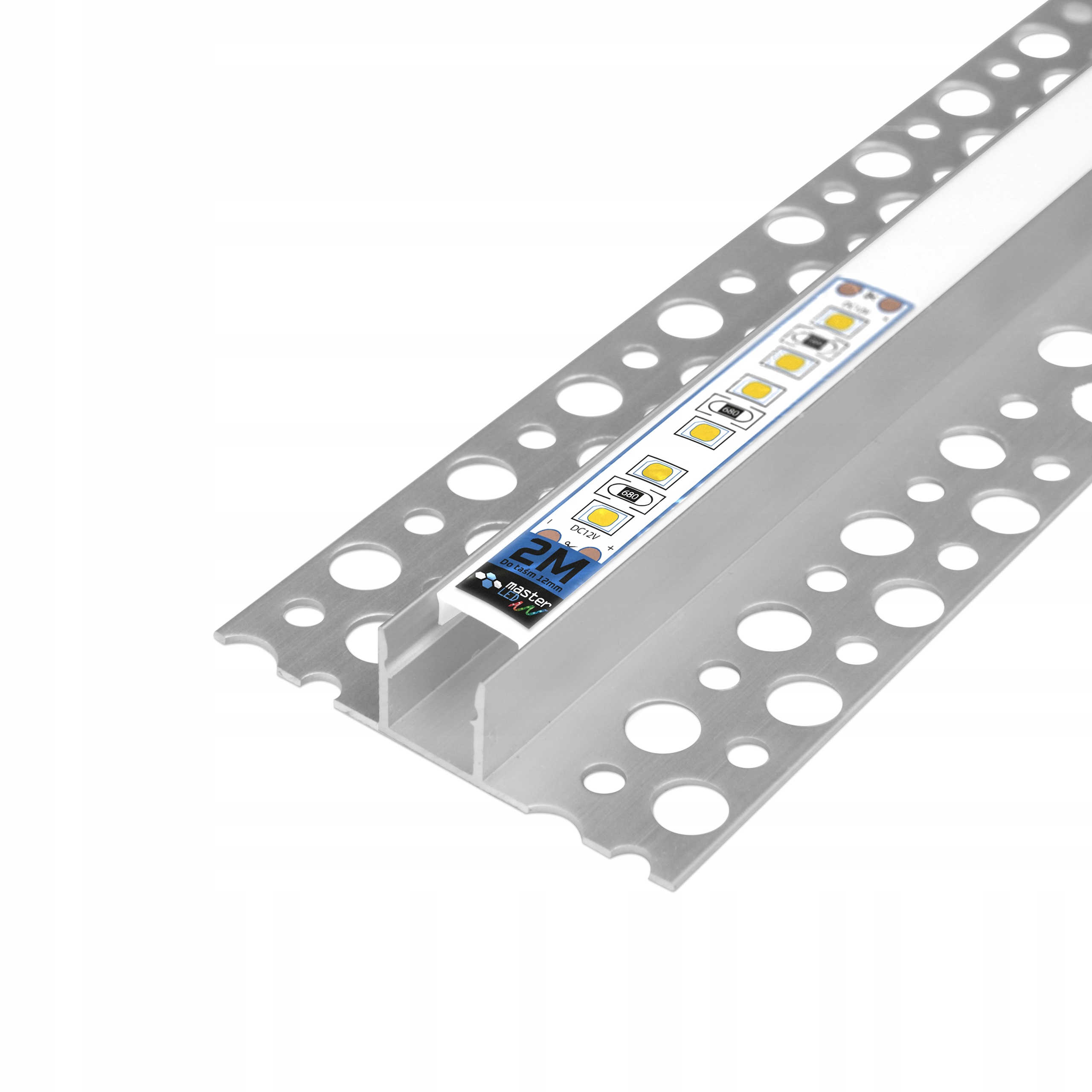 PROFIL LED ALUMINIOWY do PŁYTY GK 10mm karton gips kafli glazury 2m ...